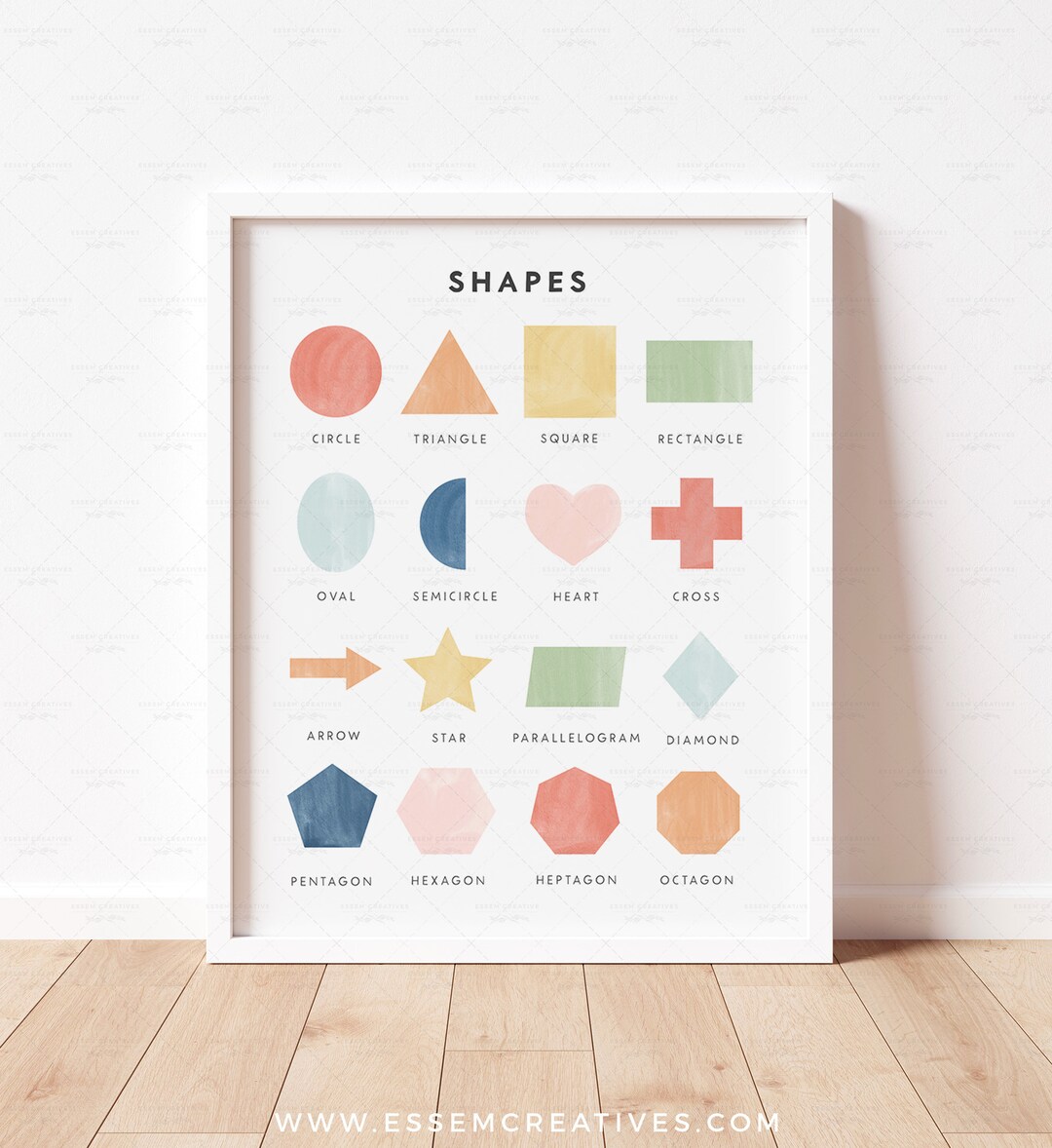 Shapes Print for Kids, Preschool Classroom Print, Educational Posters ...