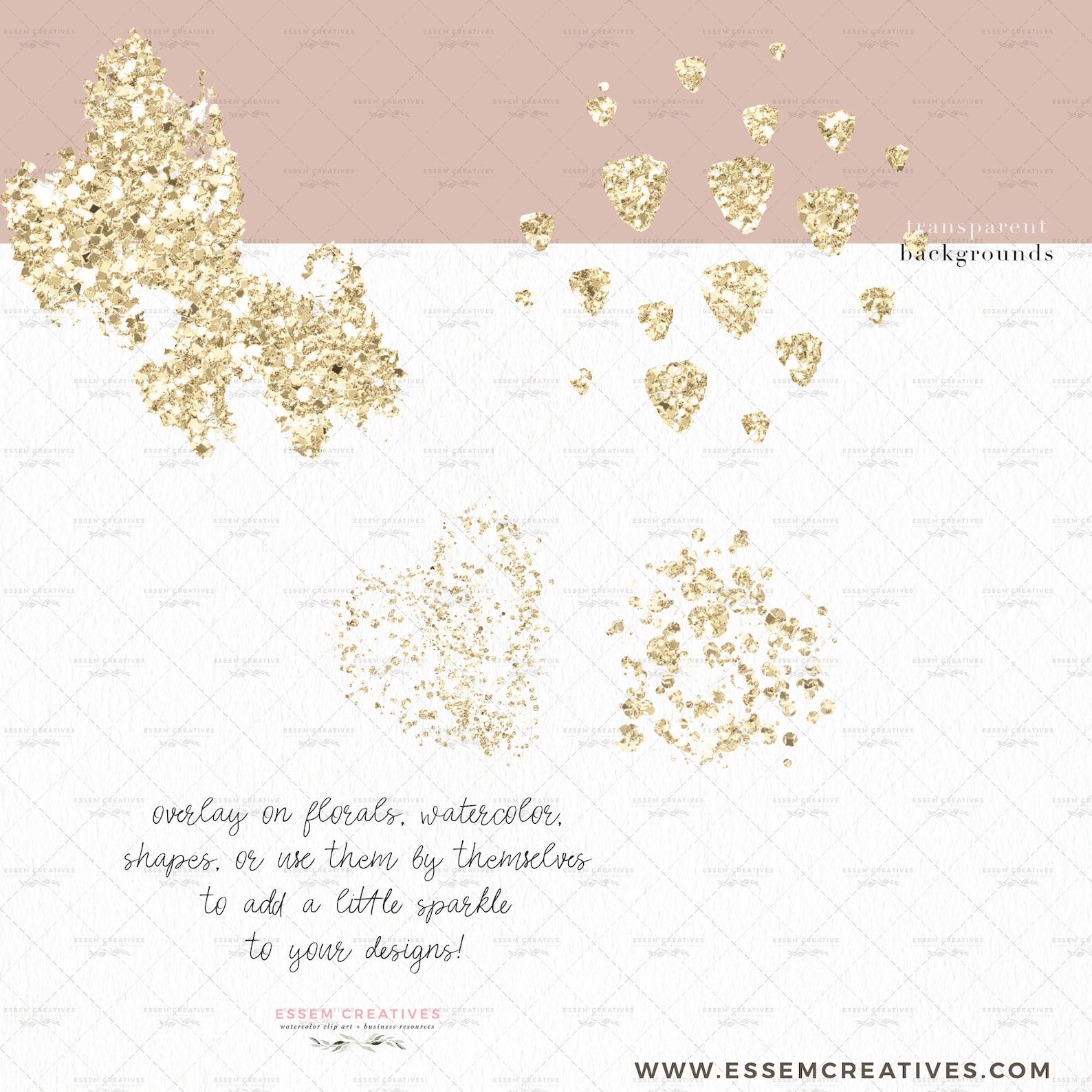 Gold Sparkle Glitter Clipart Overlay Brush Stroke Sublimation | Etsy
