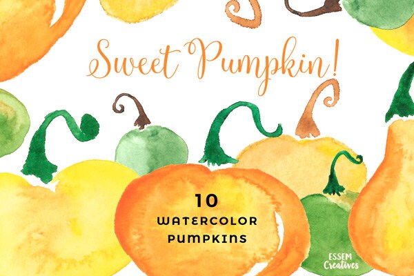 Watercolor Pumpkin Clipart Autumn Fall Clipart Halloween | Etsy