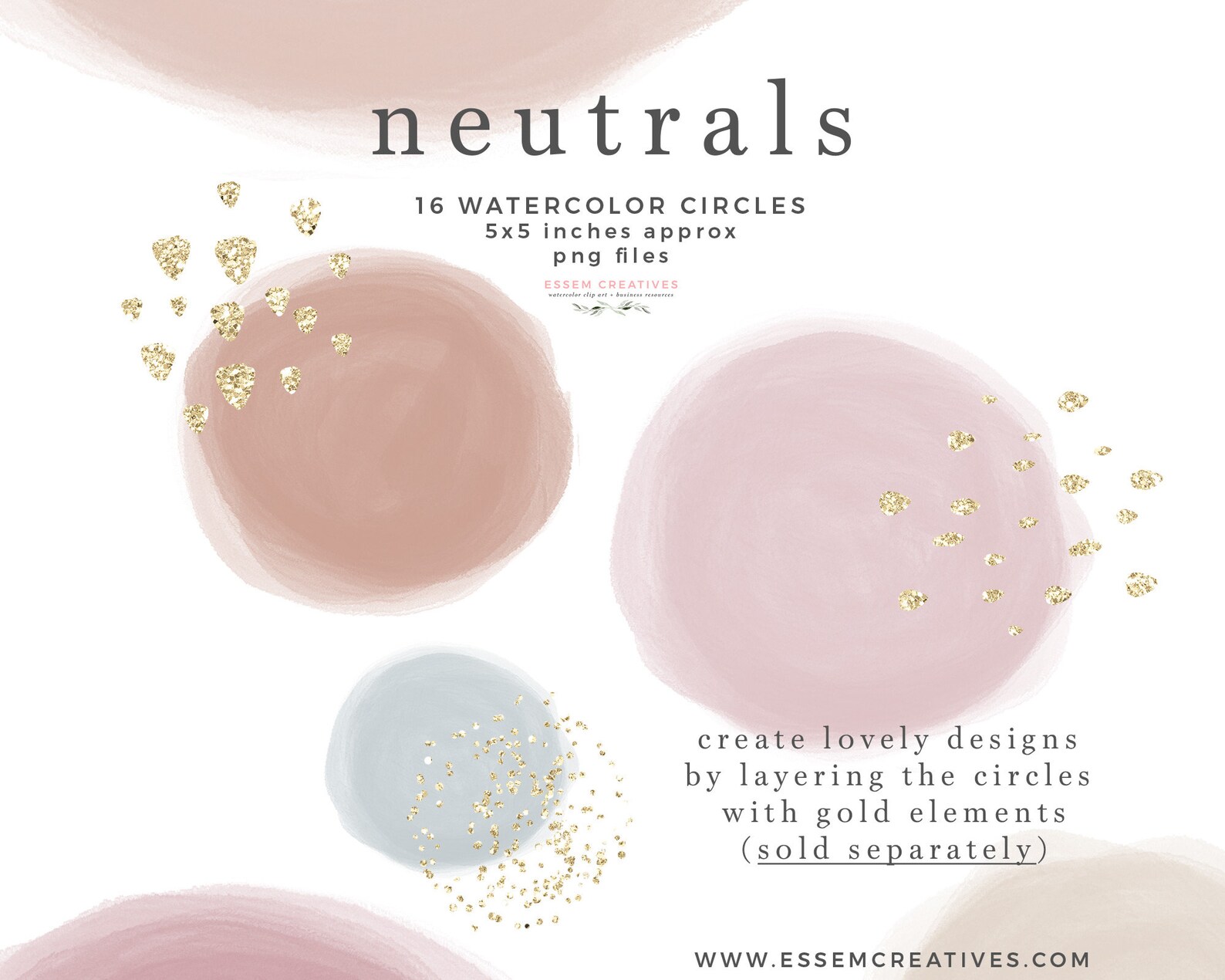 Neutral Instagram Story Highlight Watercolor Circles Clipart | Etsy