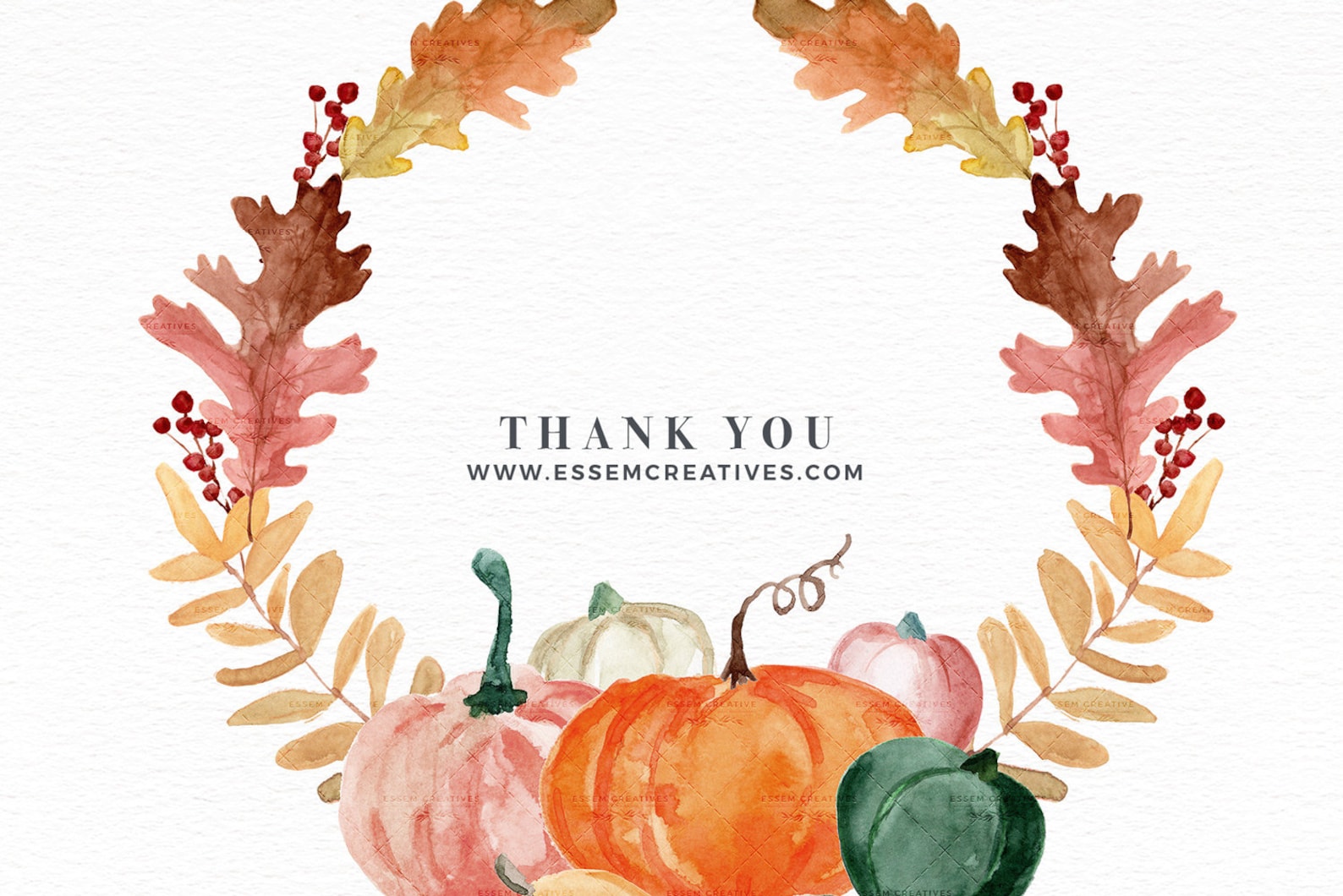 Watercolor Fall Leaf Wreath Clipart Rustic Thanksgiving - Etsy