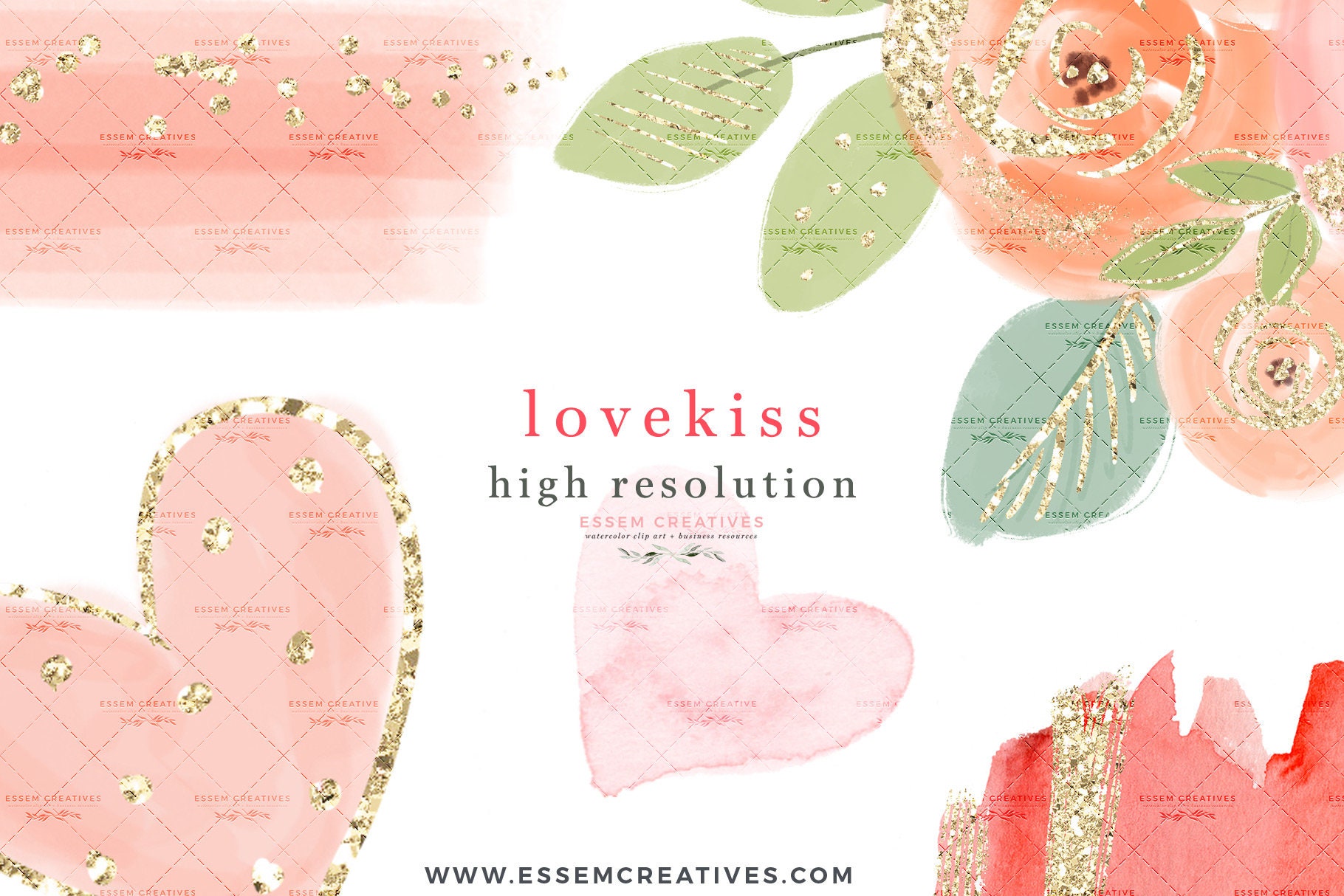 Watercolor Hearts Love Clipart Valentines Day Clipart Brush | Etsy