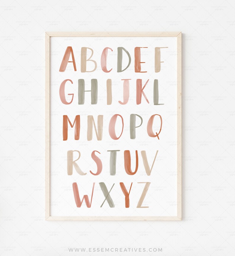 Neutral Alphabet Poster Boho Alphabet Print PRINTABLE Wall - Etsy