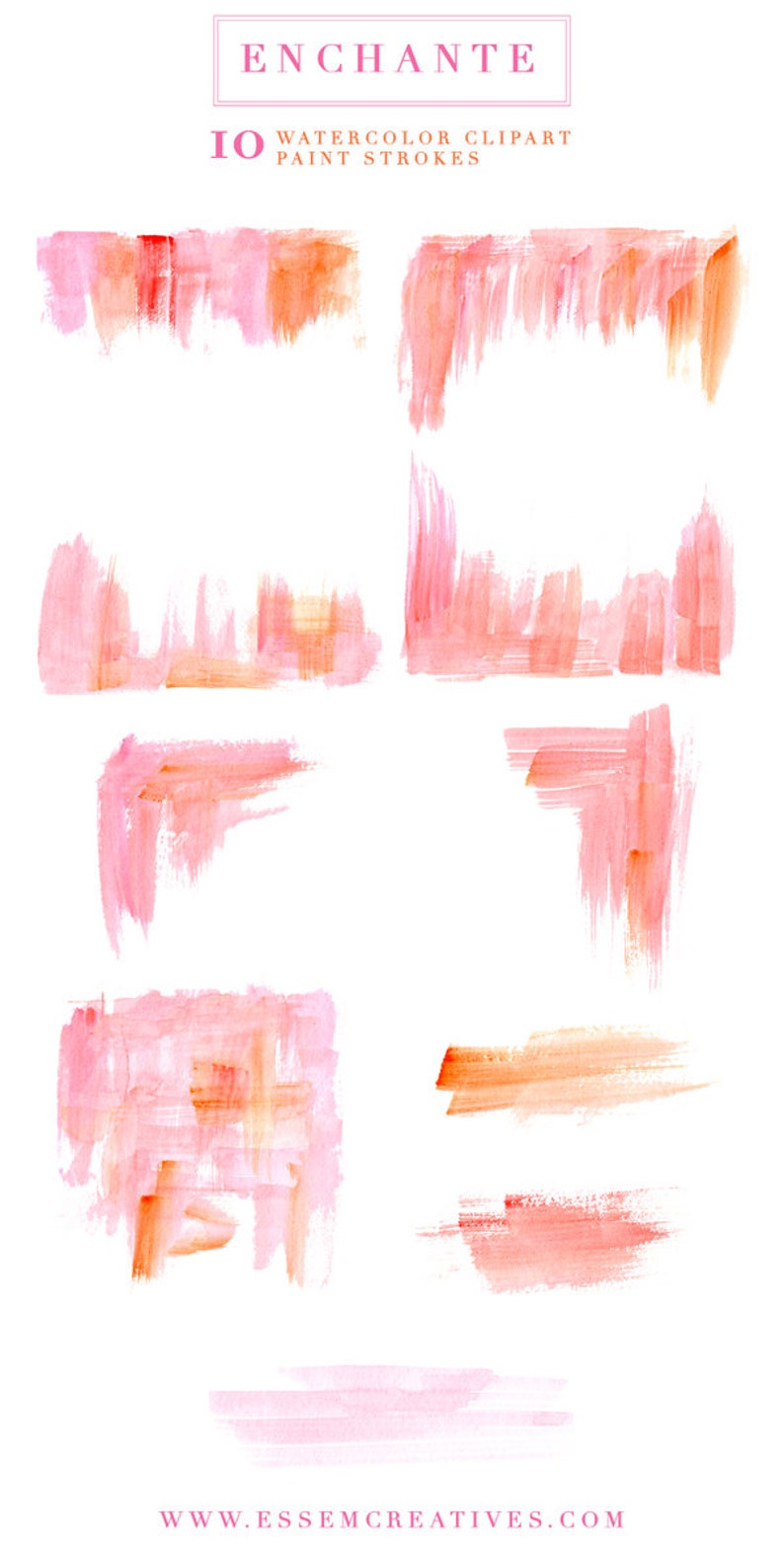 Pink Watercolor Paint Strokes Clipart Splash Clipart Dry | Etsy