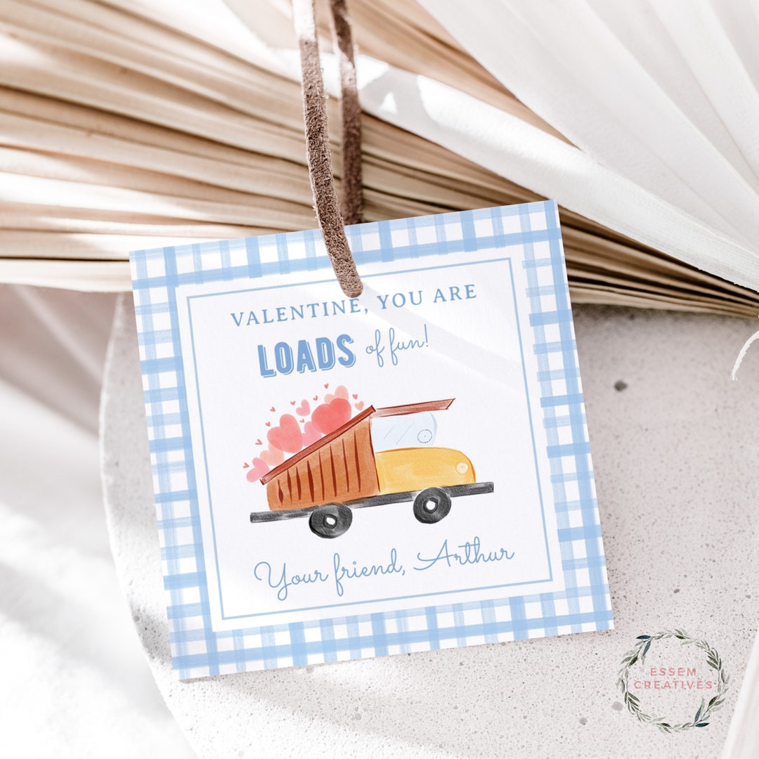 Printable Valentines Gift Tag for Kids, Truck Construction Valentine ...
