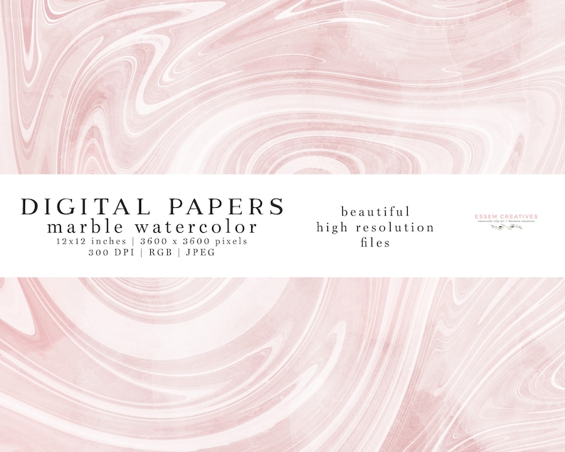 Watercolor Marble Digital Paper Pack Dusty Rose Blush Pink - Etsy