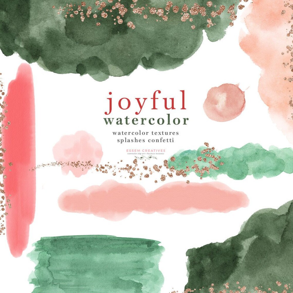 Watercolor Splash Brush Strokes Clipart, Abstract Christmas Holiday ...
