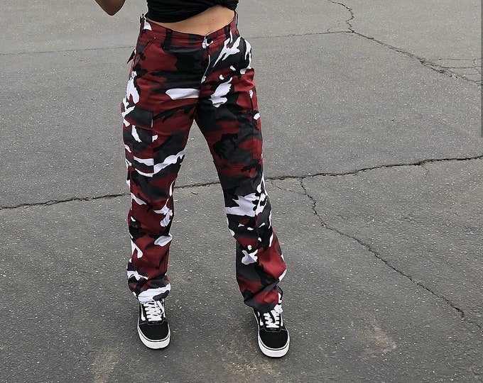 Red Camo Cargo Pants | Etsy