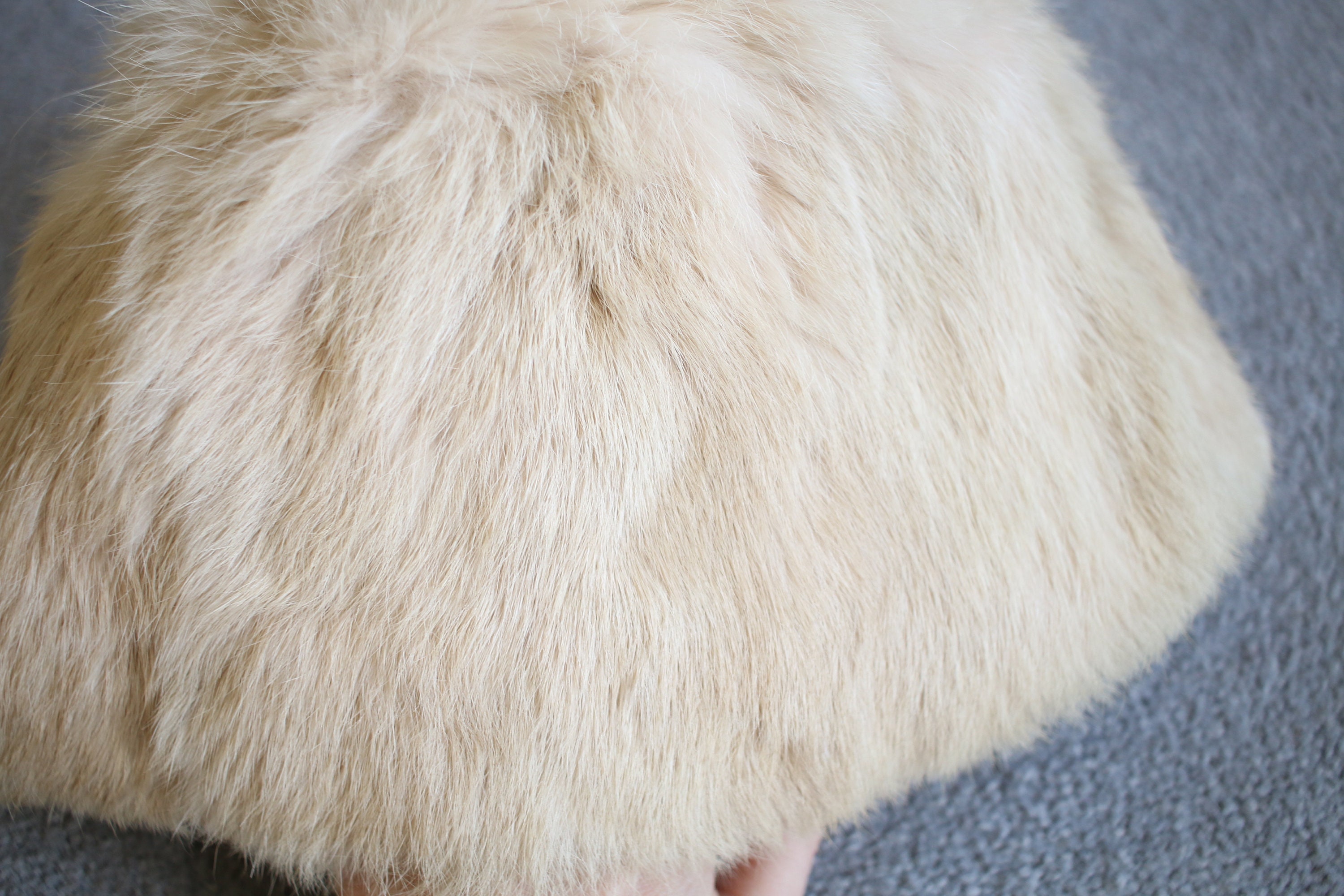 Vintage cream rabbit fur hat real fur hatwinter fur hat | Etsy
