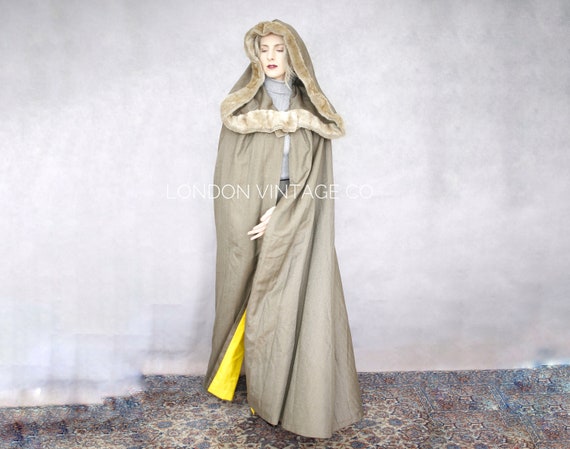 Vintage Brown Cape With Huge Shawl Hood vintage Cape/fur Trim | Etsy