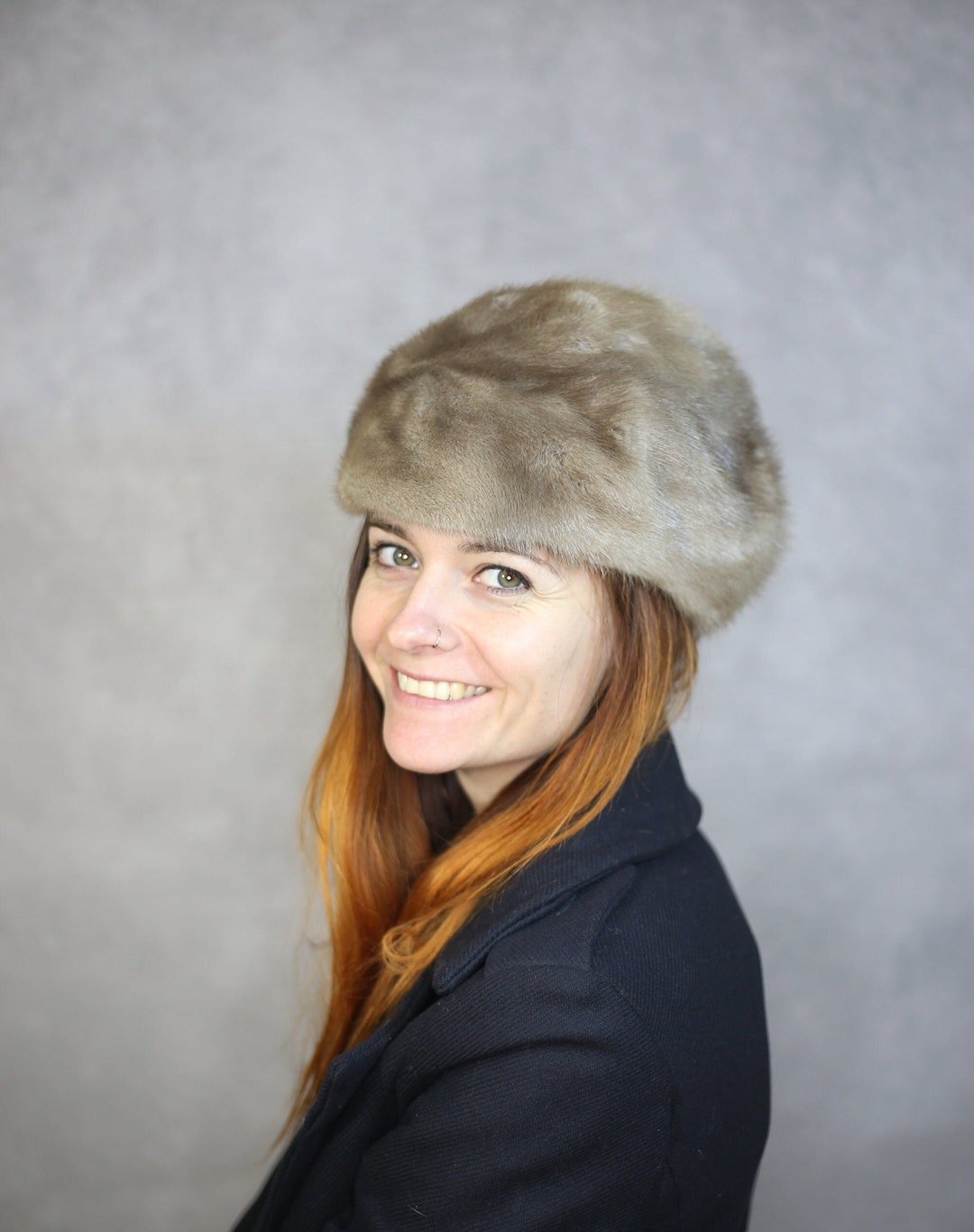 Size M | Vintage Smokey Grey Mink Fur Hat {vintage Mink Fur/real Mink ...