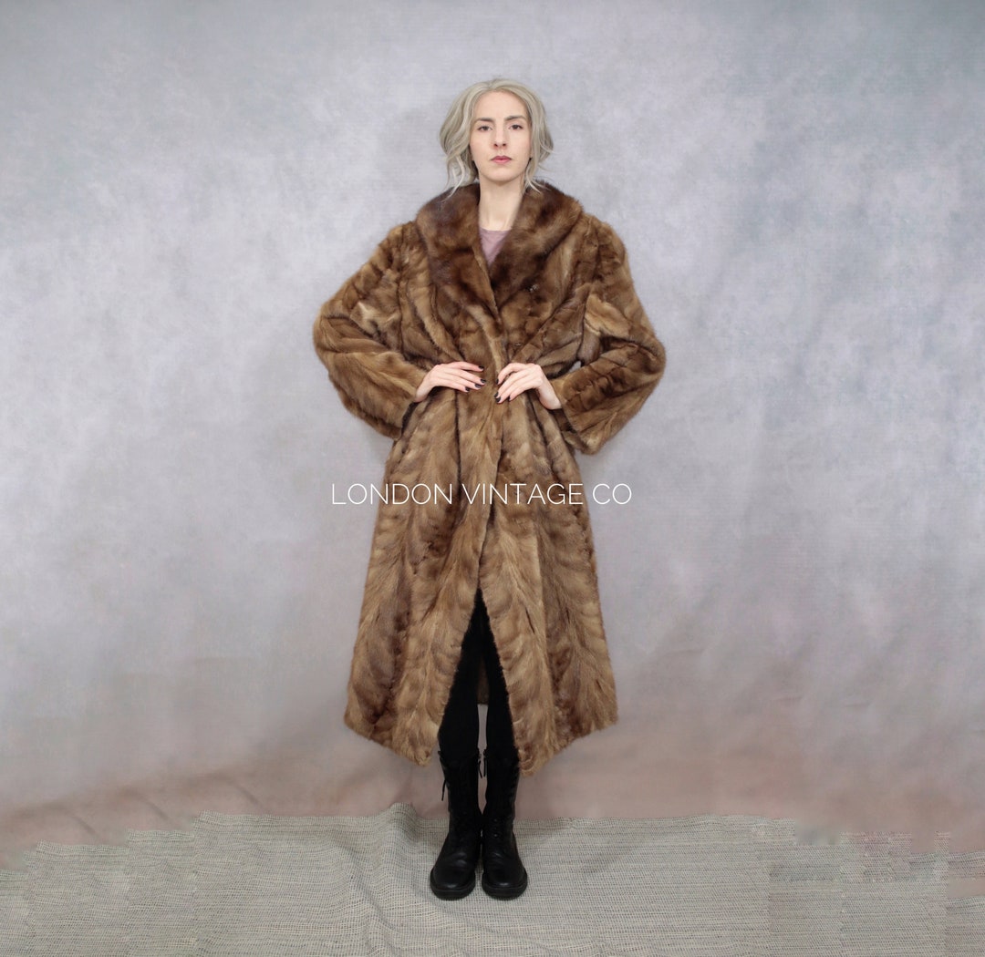 Size L Vintage Brown Mink Fur Coat real Mink Fur/vintage Mink Fur/mink ...