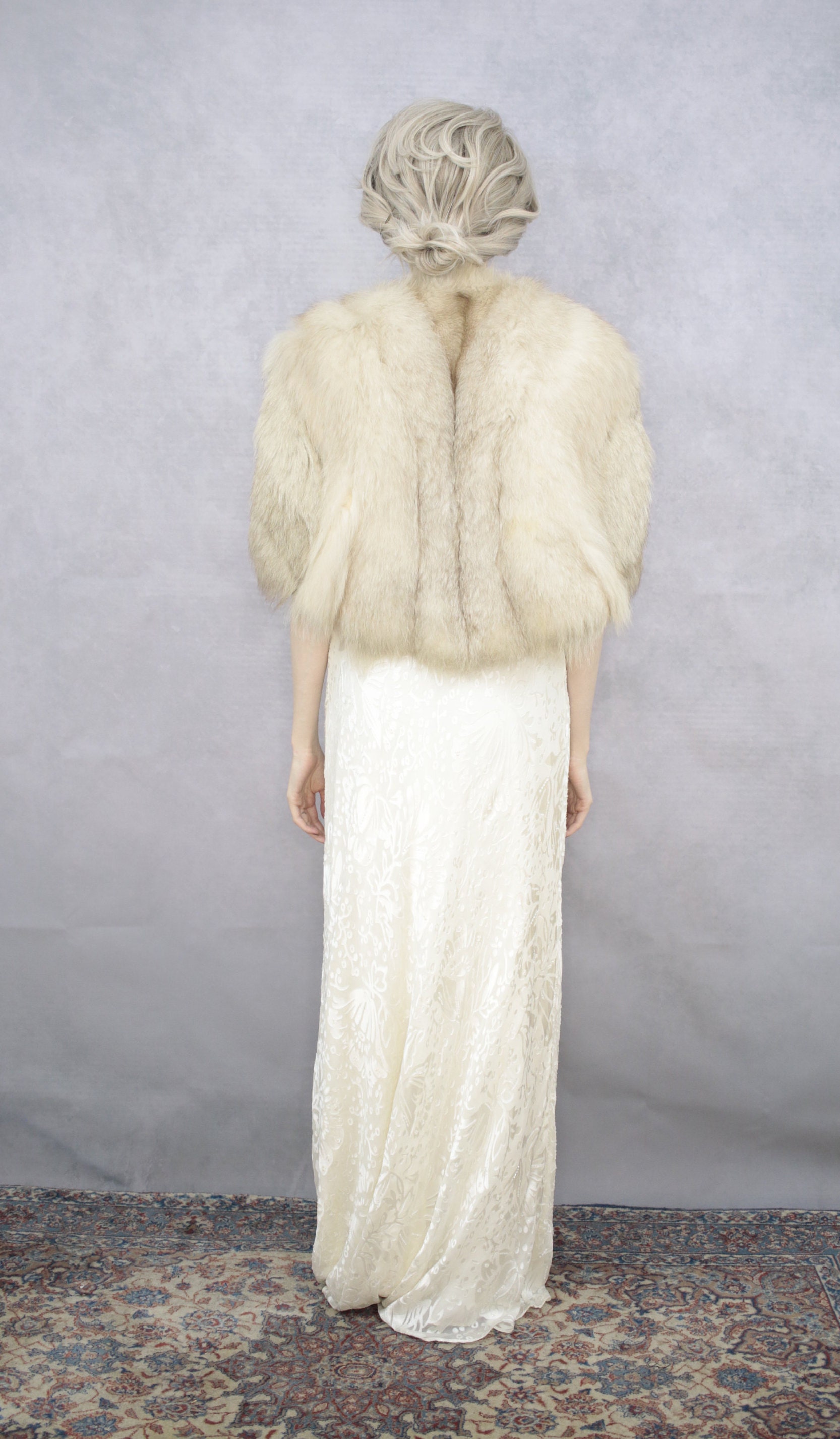 Size S 1930s-1940s off white fox fur cape Vintage fox | Etsy