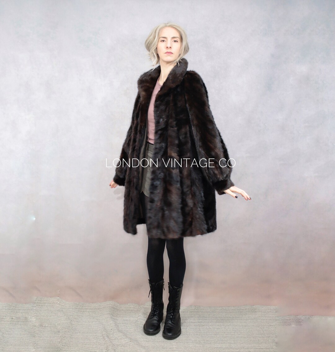 Size S Vintage Dark Brown Mink Fur Coat vintage Mink Fur/real Mink Fur ...