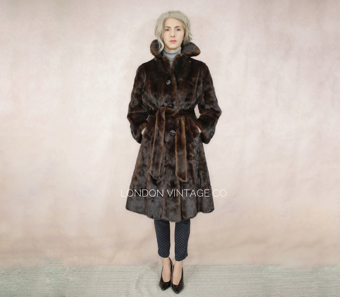Size S | Vintage Dark Brown Mink Fur Coat {vintage Mink Fur/real Mink ...