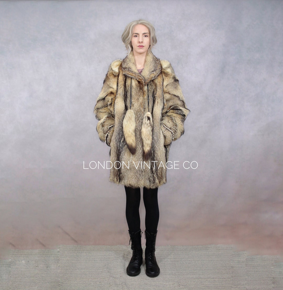 Size S-M | Vintage Grey Fox Fur Coat {real Fox Fur/vintage Fox Fur/fox ...
