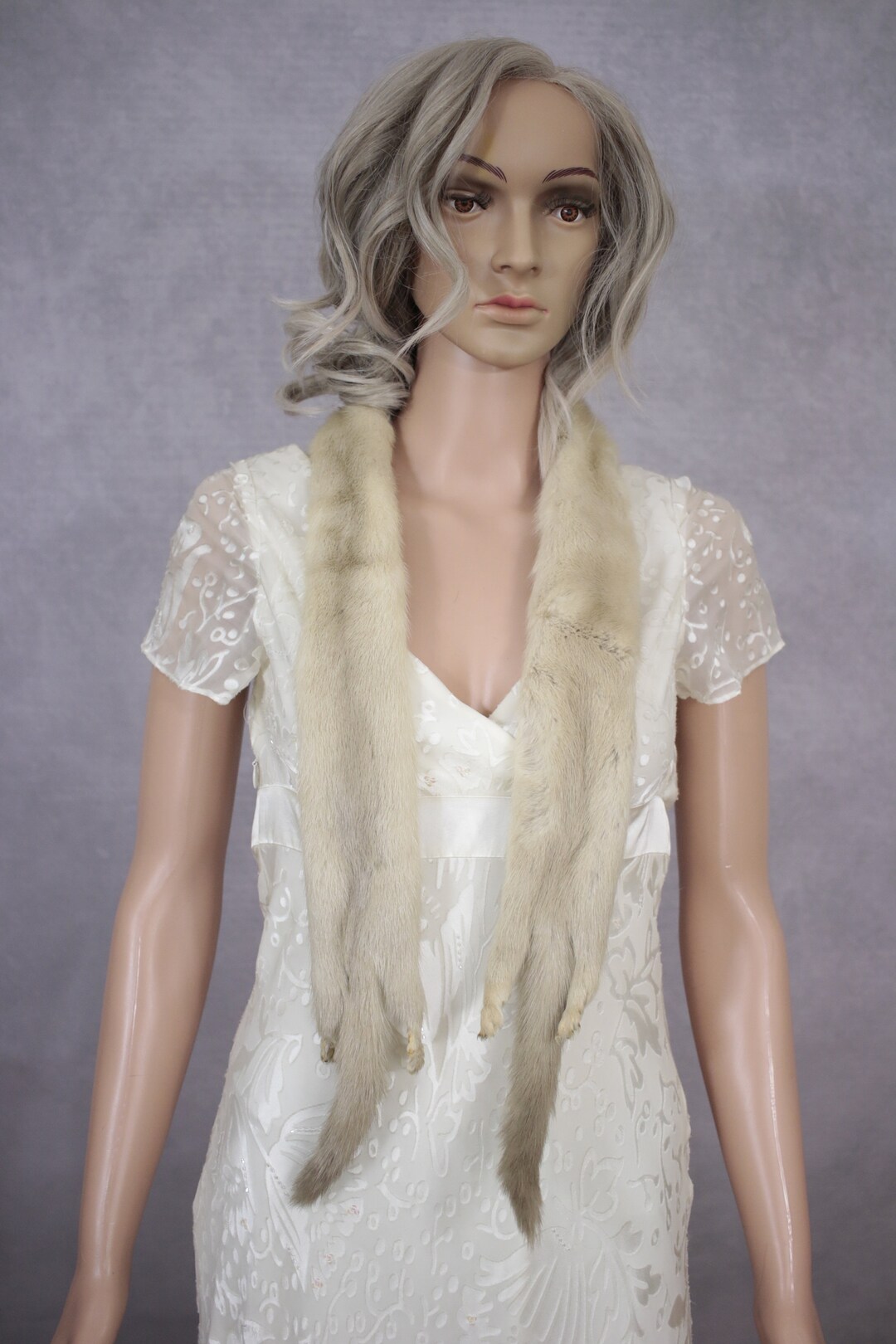 Vintage Beige Mink Fur Stole With Taxidermy vintage Mink Fur/real Mink ...
