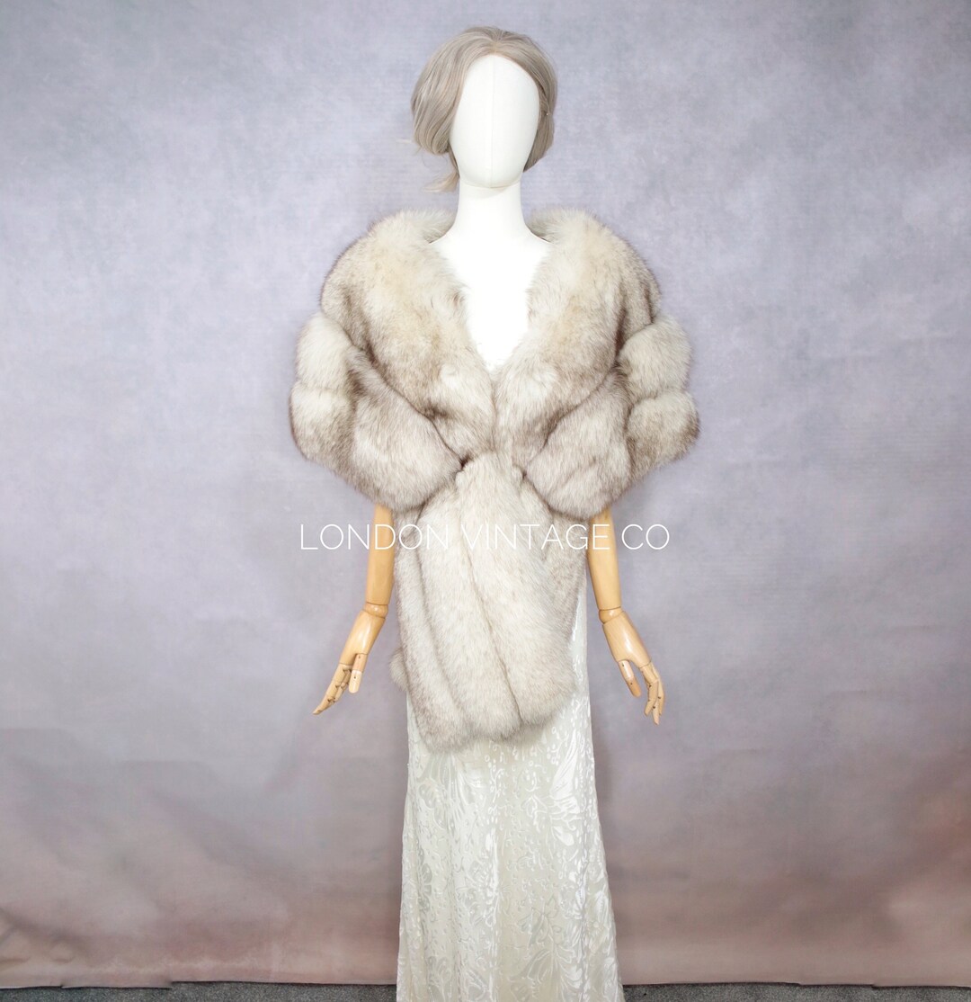 Vintage Blue Fox Fur Stole vintage Fox Fur/real Fox Fur/fox Fur Wrap ...