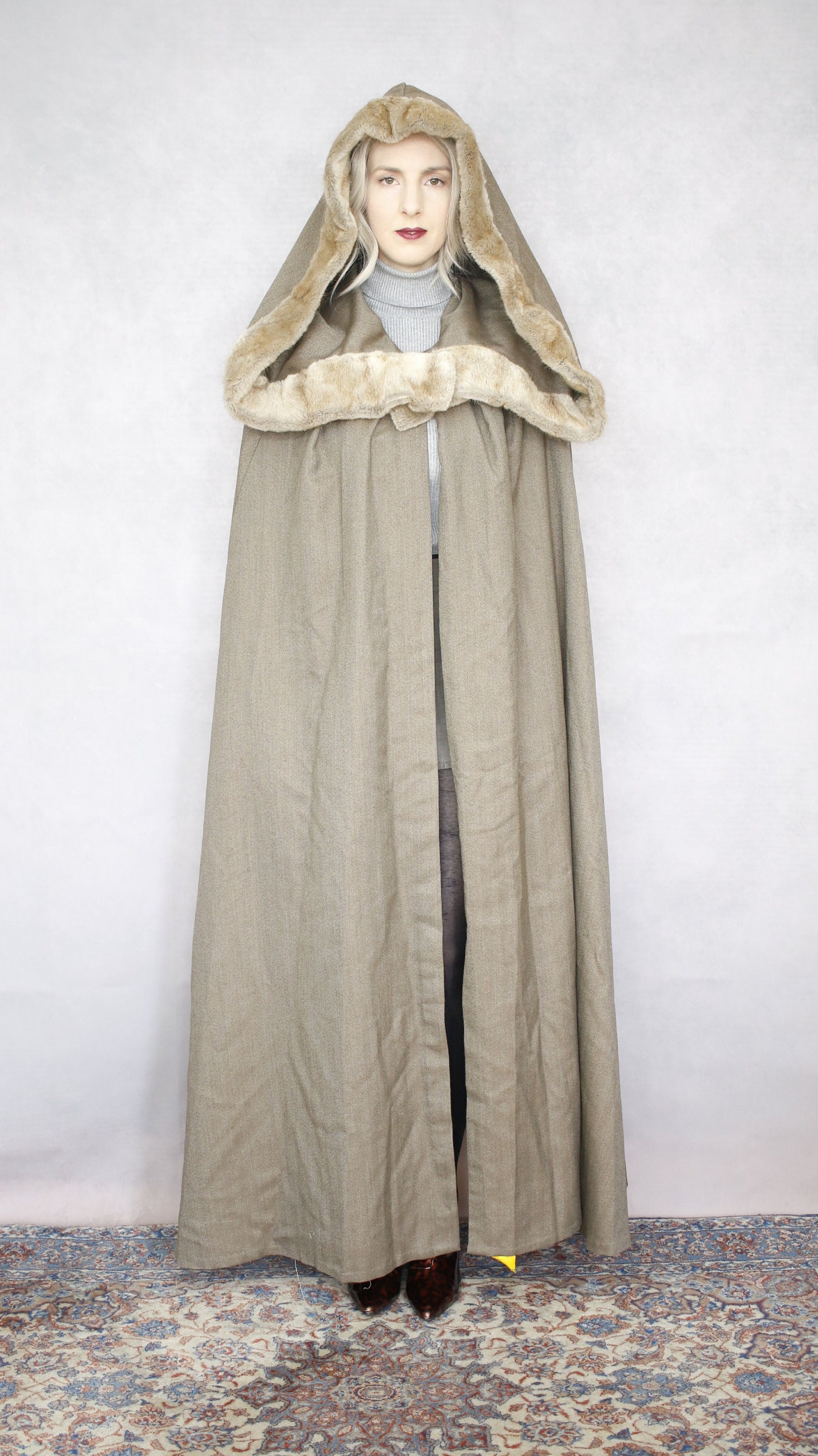 Vintage Brown Cape With Huge Shawl Hood vintage Cape/fur Trim | Etsy