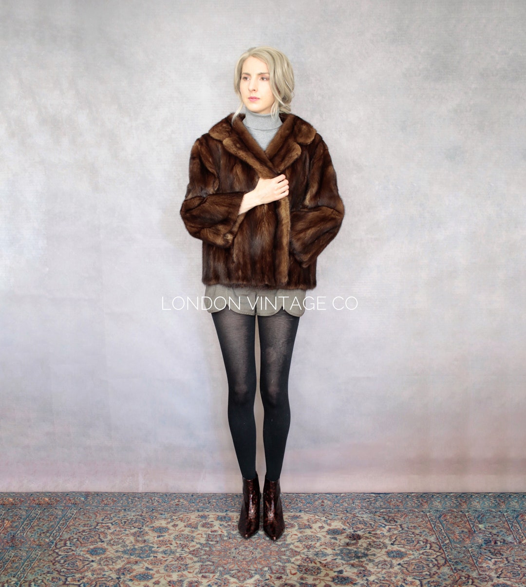 Size M Vintage Brown Mink Fur Coat real Mink Fur/vintage - Etsy