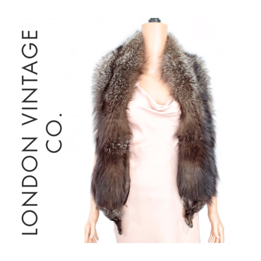 1940s Silver Fox Fur Stole {vintage Fox Fur/real Fox Fur/fox Fur Scarf ...