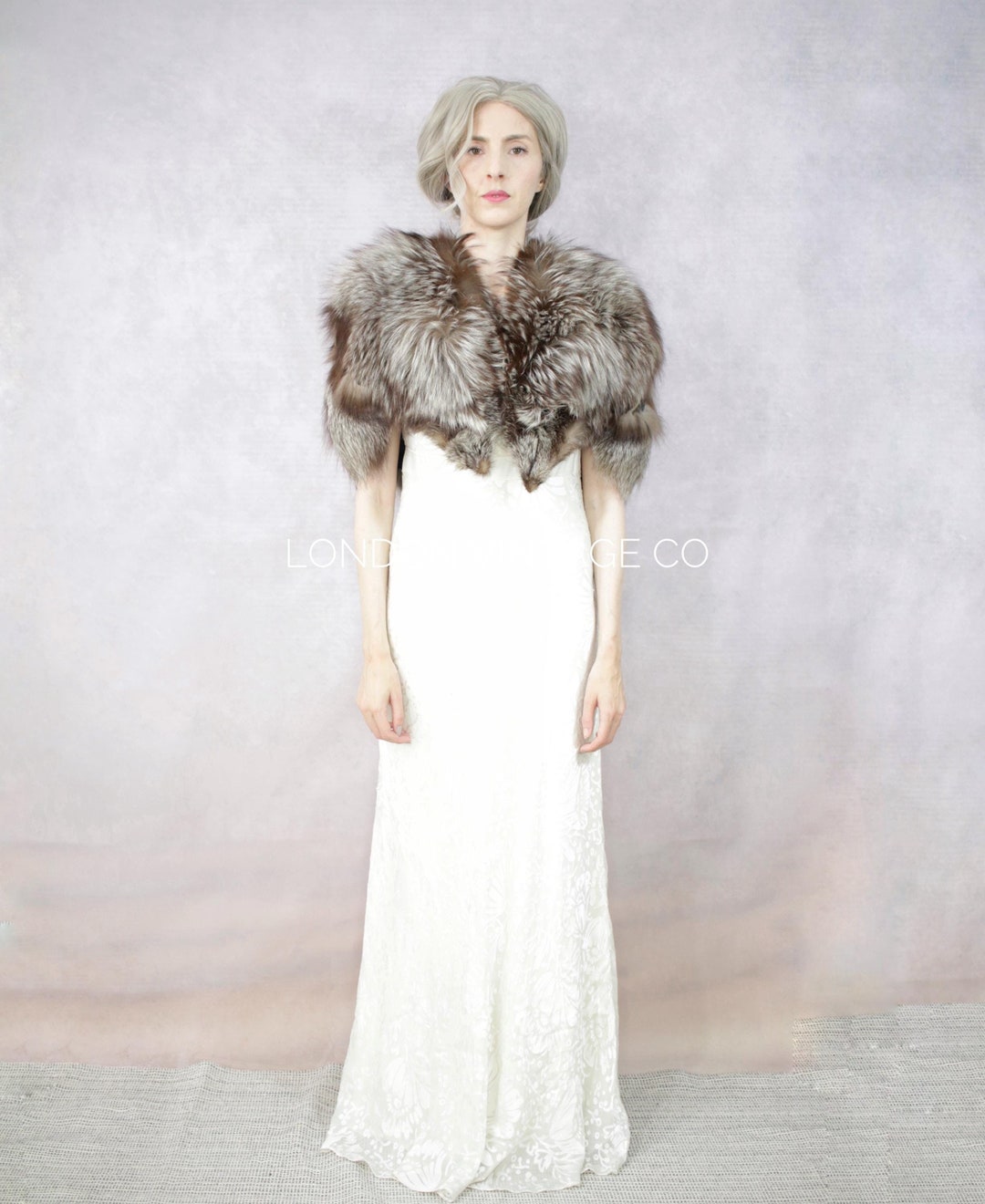 Size S 1940s Silver Fox Fur Cape vintage Fox Fur/real Fox Fur/fox Fur ...