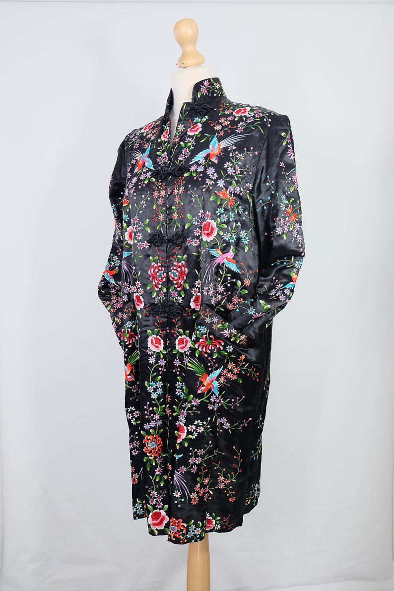 Vintage Black Embroidered Coat vintage Embroidered | Etsy