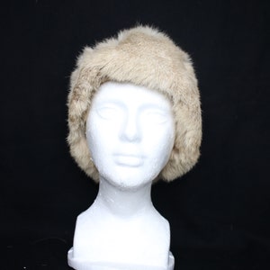 Vintage cream rabbit fur hat real fur hatwinter fur hat | Etsy