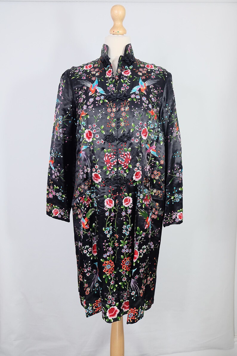 Vintage Black Embroidered Coat vintage Embroidered | Etsy