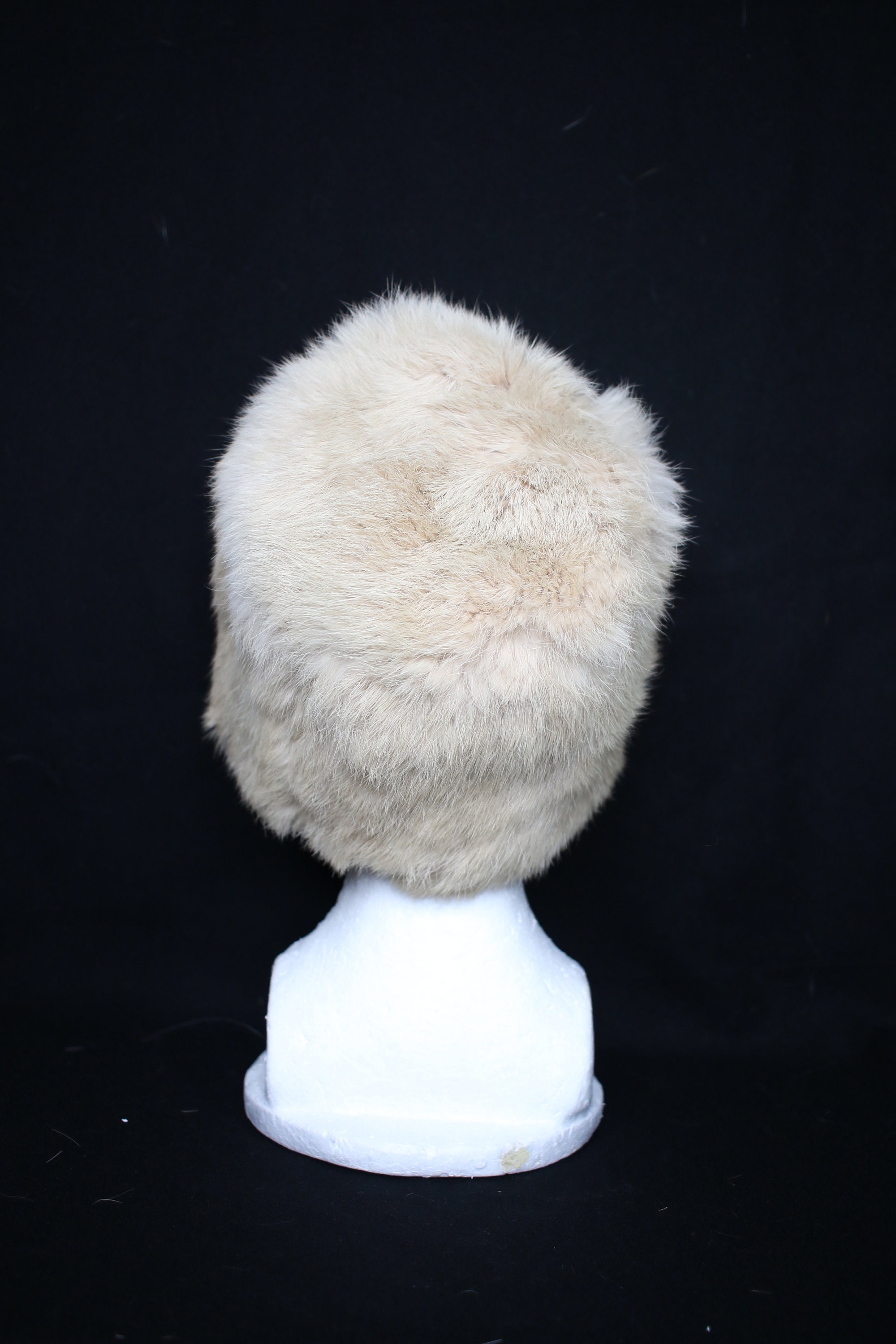 Vintage cream rabbit fur hat real fur hatwinter fur hat | Etsy
