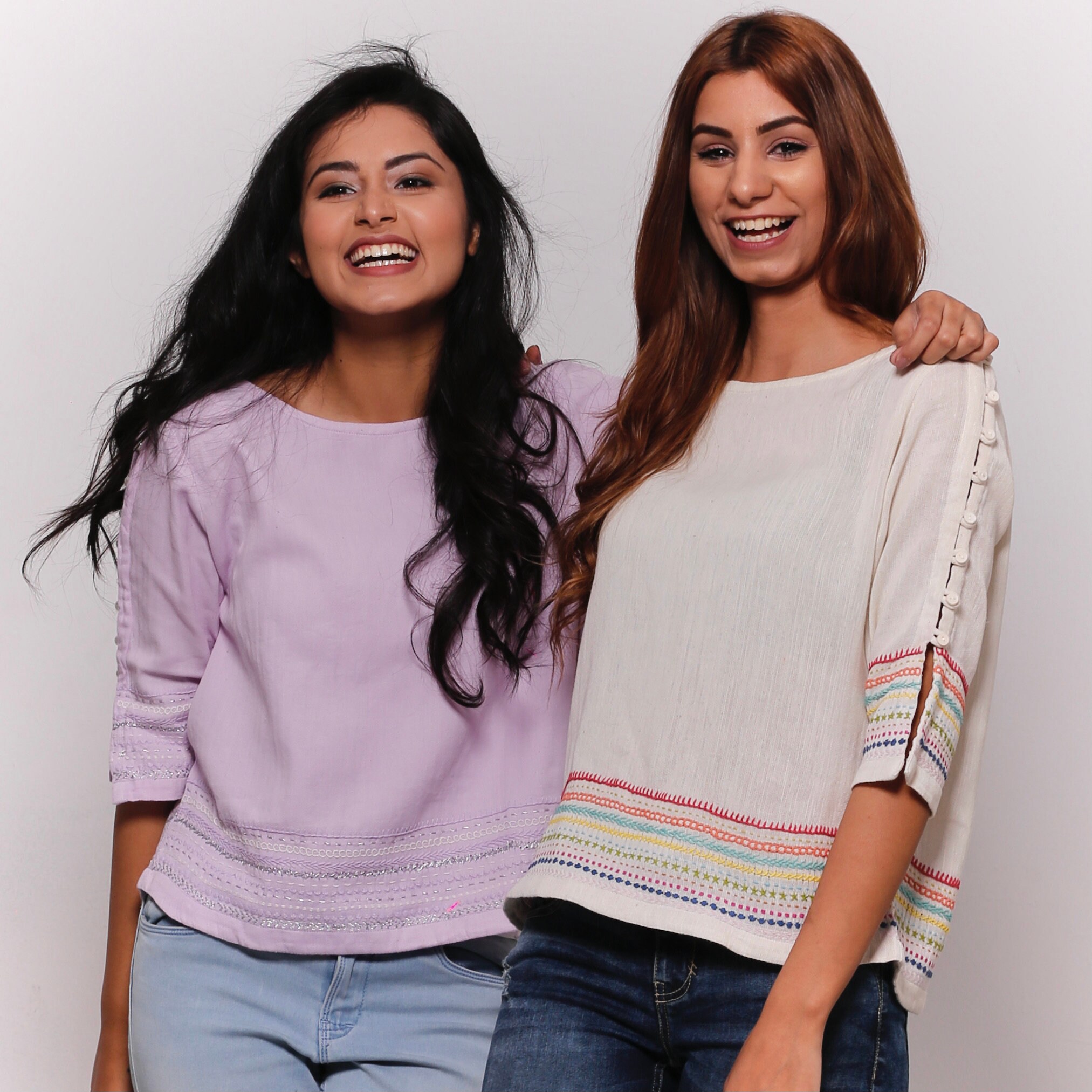 Cotton, Hand Embroidered Multi Colored Top. - Etsy