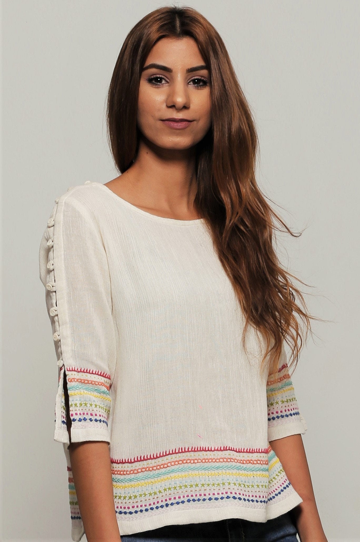 Cotton, Hand Embroidered Multi Colored Top. - Etsy