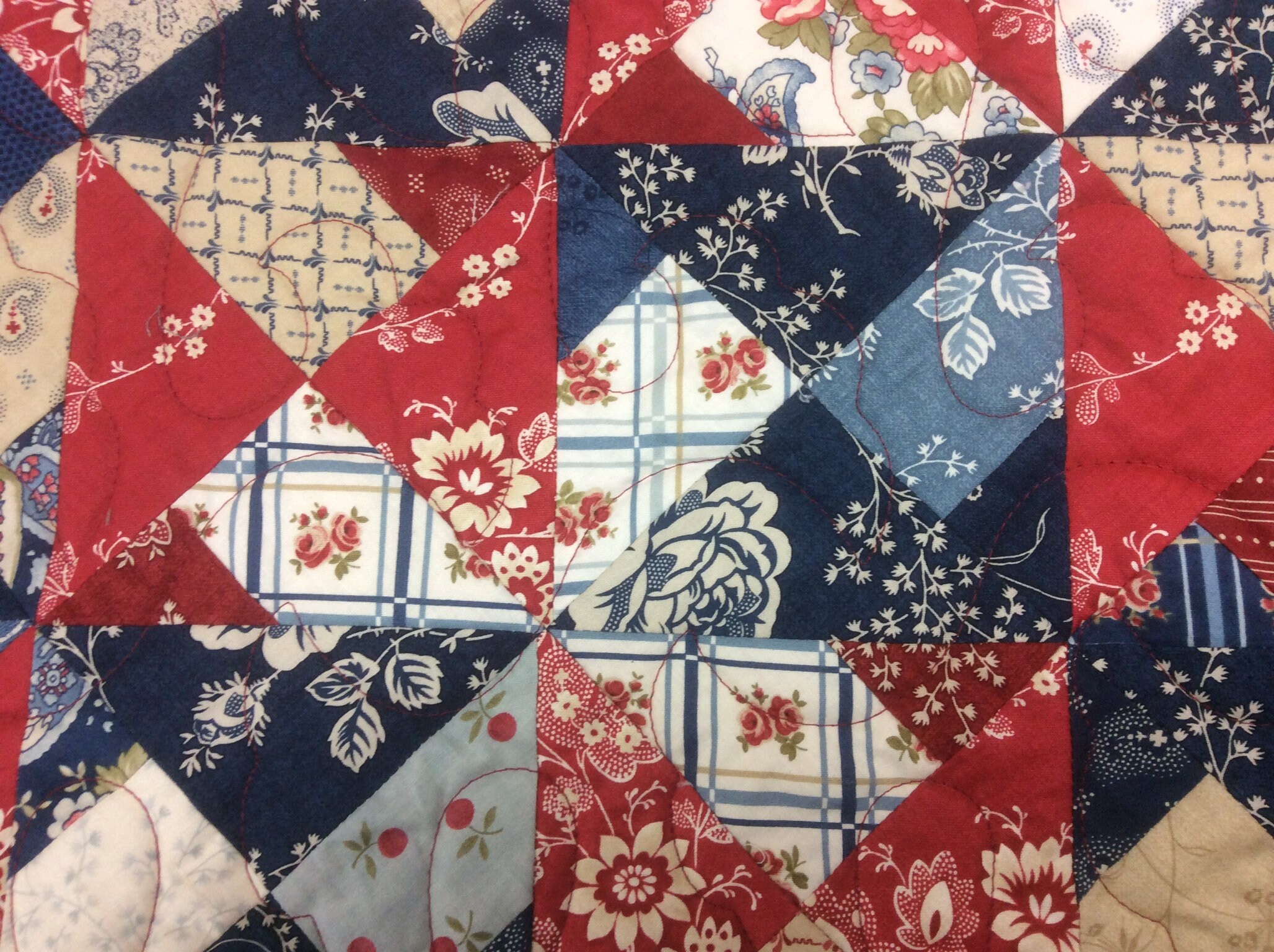 Red Quilted Patchwork Scrap Quilt. Gift. Handmade. Blue Quilt. - Etsy