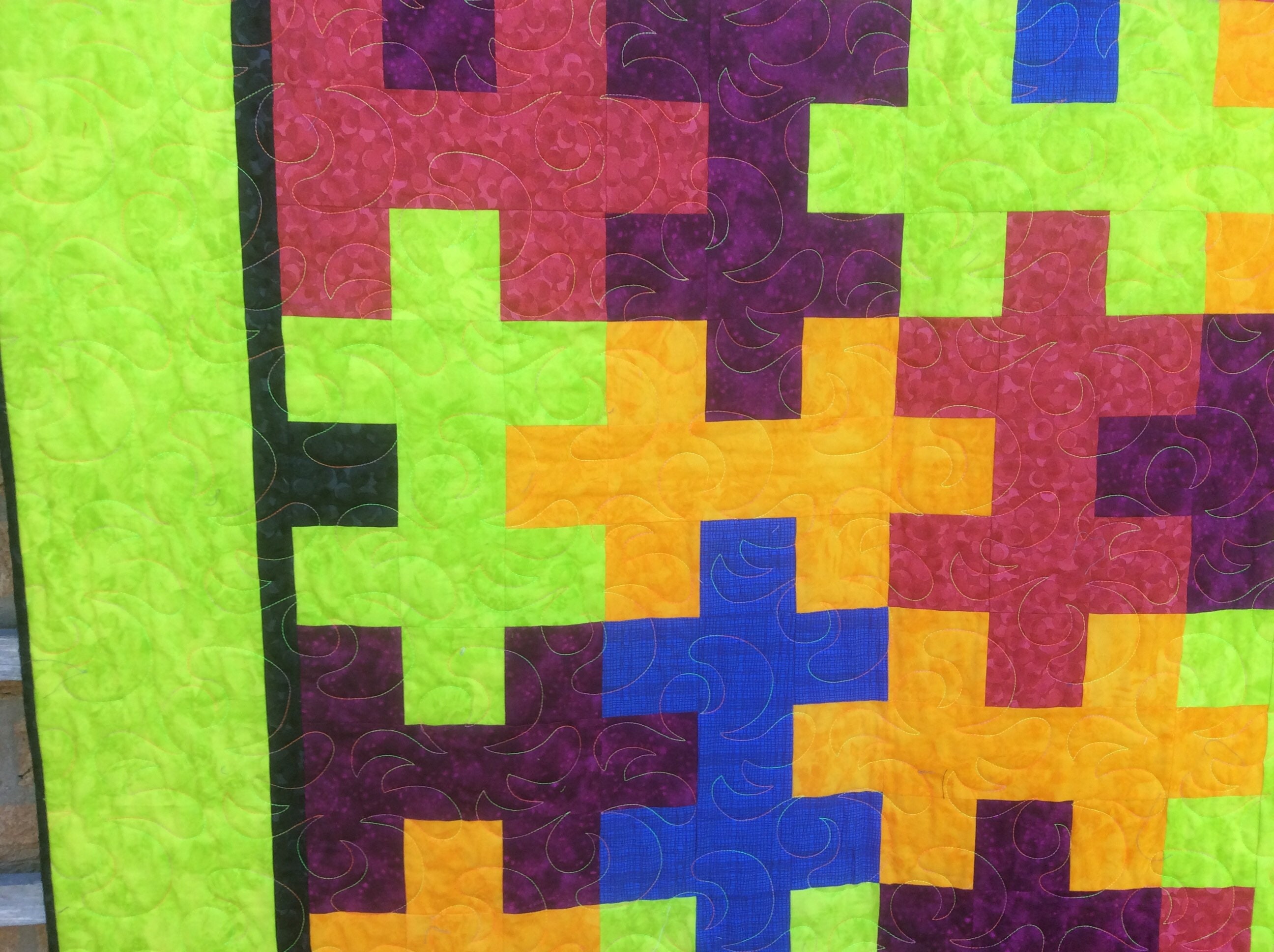 Jigsaw Quilt.Patchwork Quilt.Handmade Bright Quilt.Jig Saw | Etsy