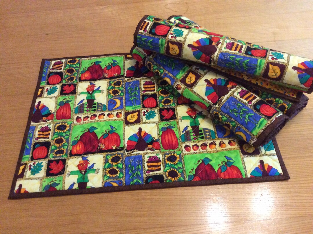 Fall Placemats. Set of 4 Quilted Placemats. Thanksgiving - Etsy UK