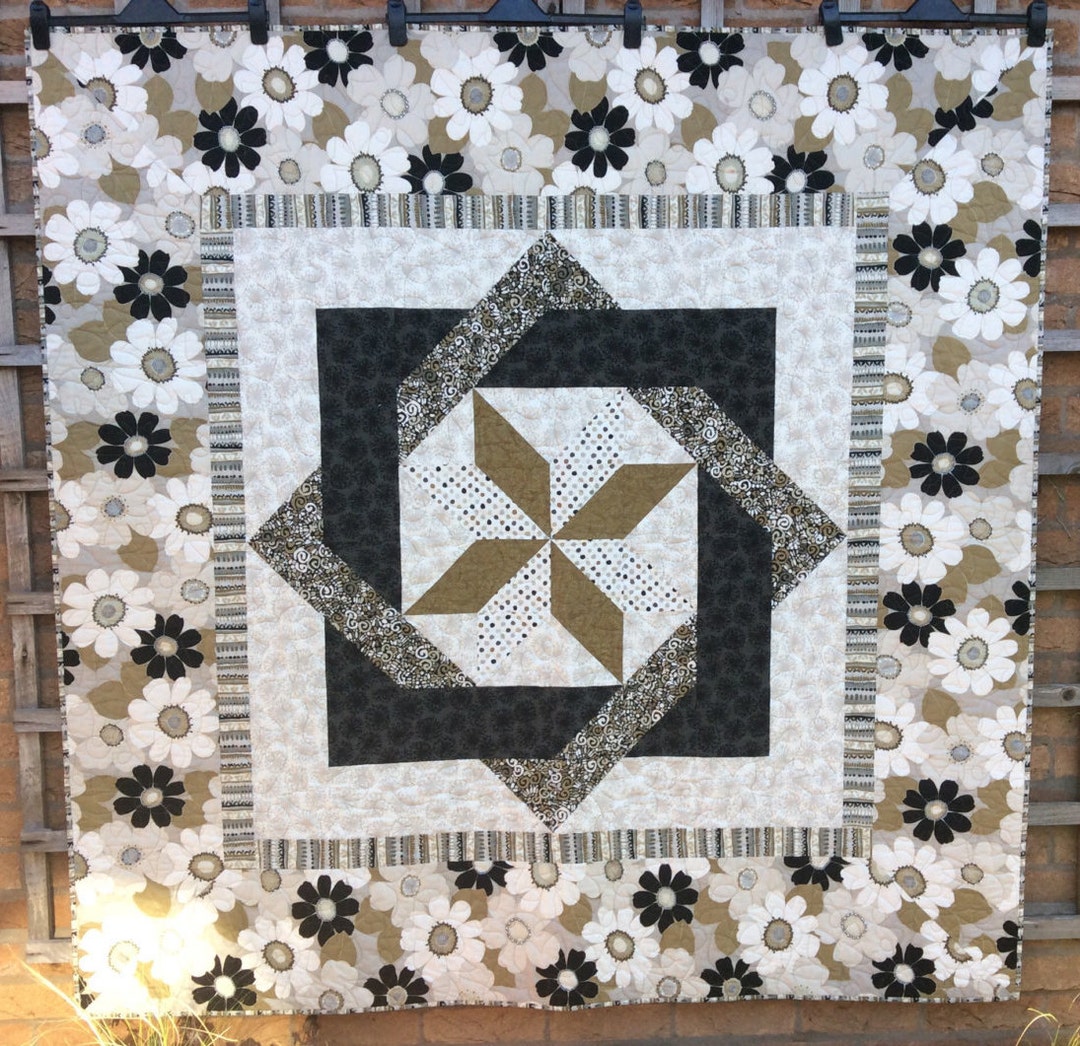 Handmade Star Quilt. Modern Quilt. Star Quilt. Gift. Flower Quilt. Home ...