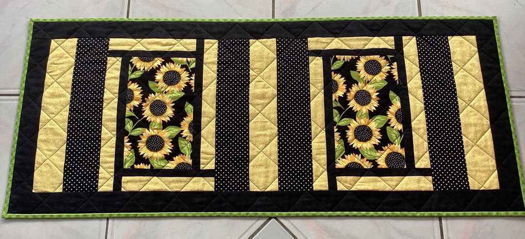 Sunflower Quilted Table Runner Handmade. Gift. Unique. Yellow Table ...
