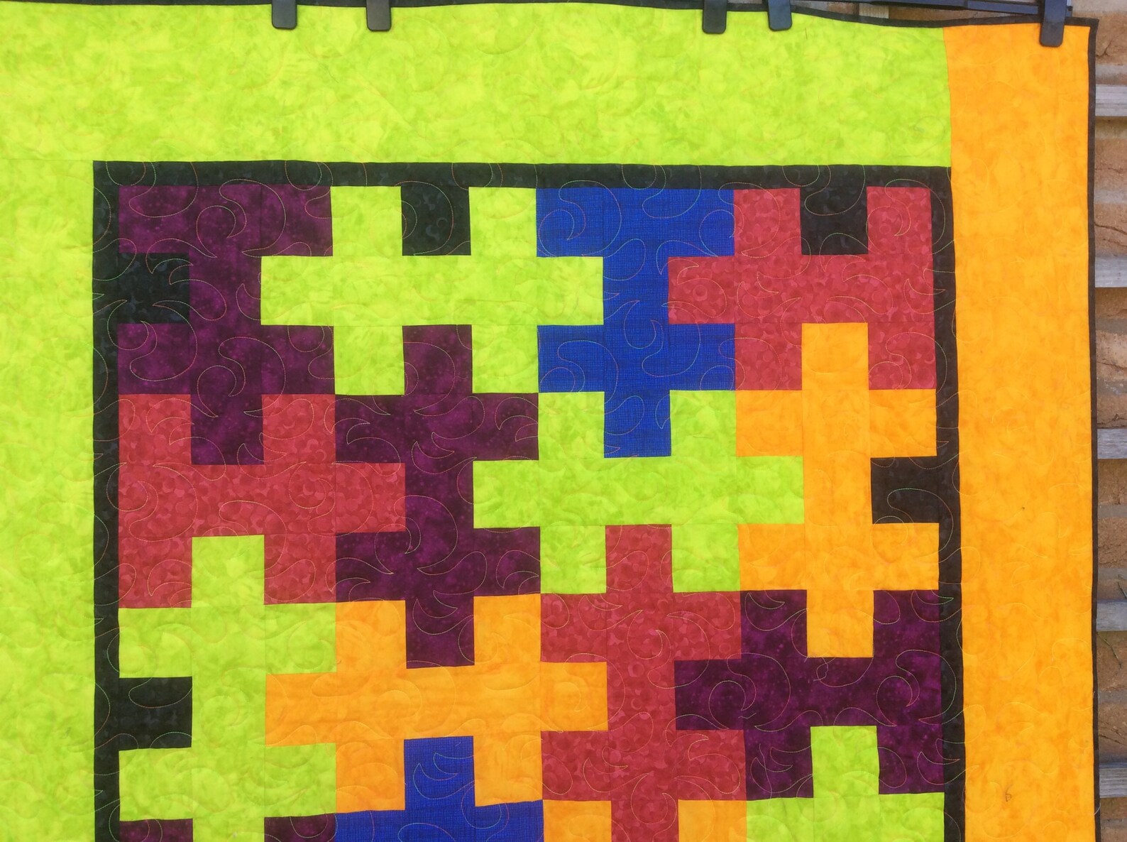 Jigsaw Quilt.patchwork Quilt.handmade Bright Quilt.jig Saw Quilt. Scrap ...