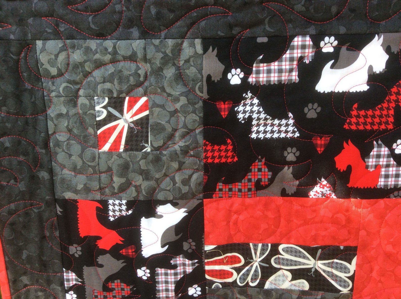 Large Patchwork Quilt and Cushion.rail Fence.red Quilt.cushion | Etsy