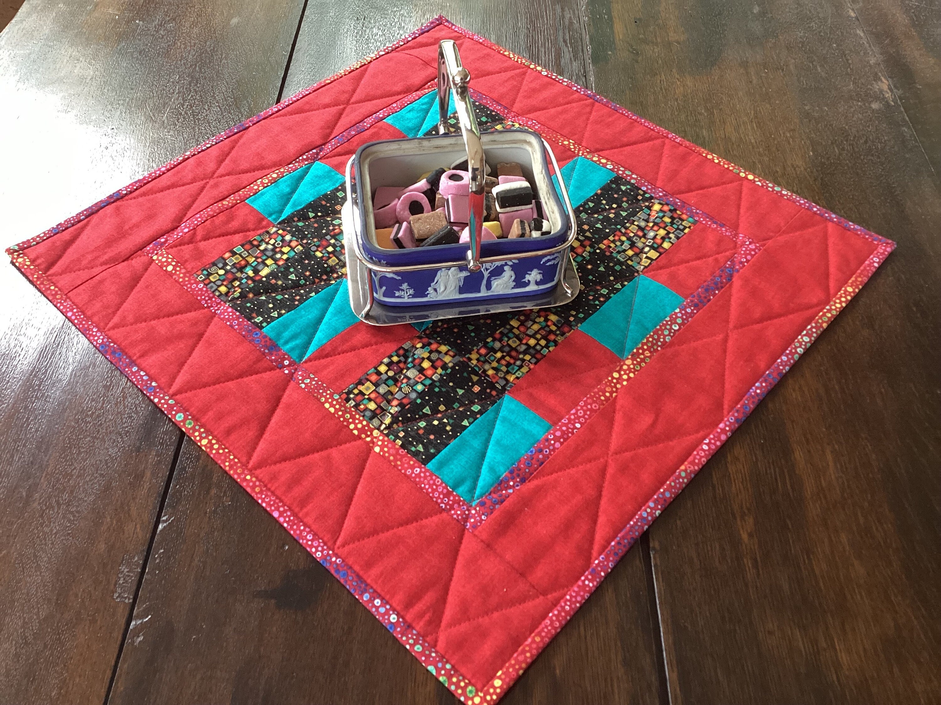Red Table Topper. Handmade Table Topper. Rainbow Coloured. - Etsy