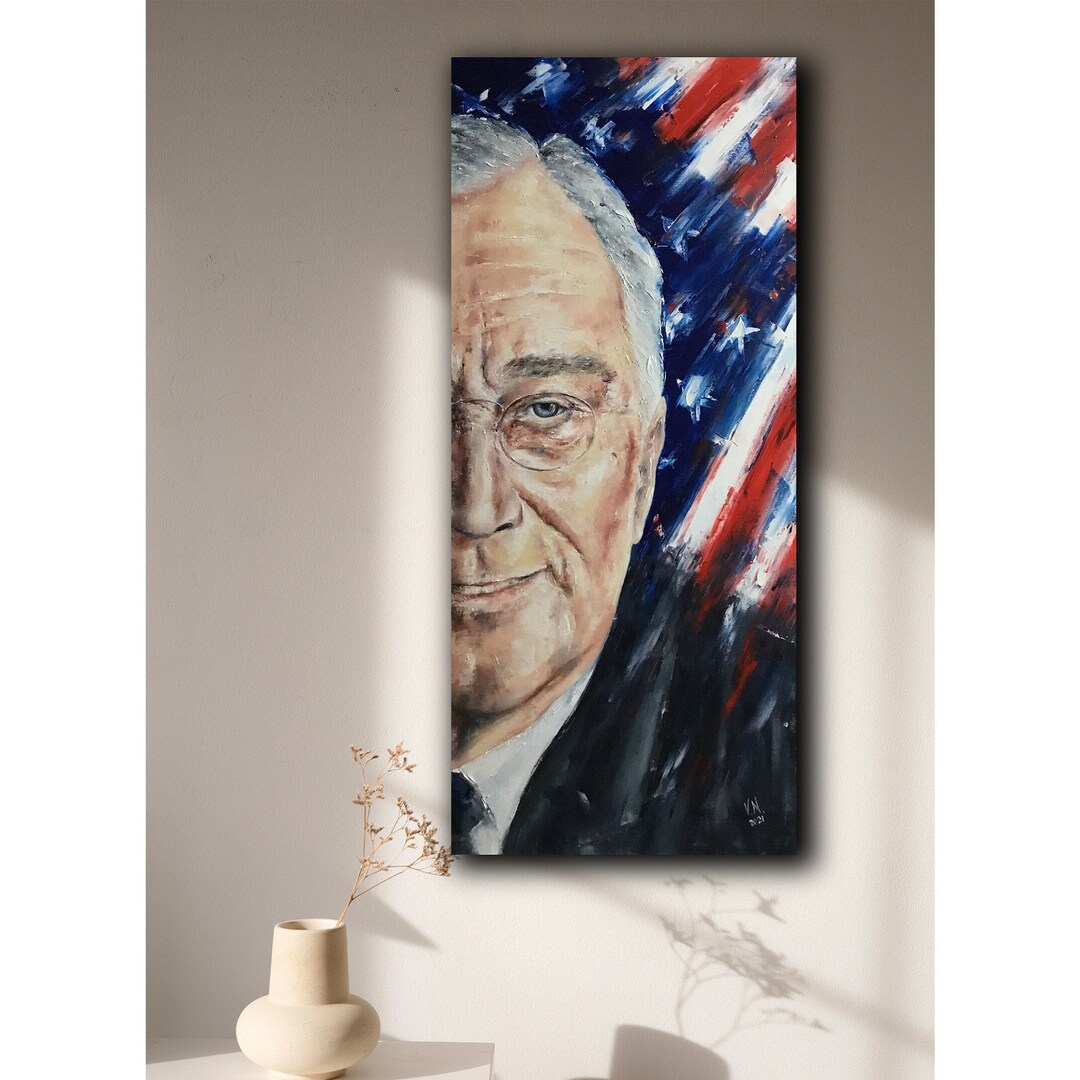 Franklin Delano Roosevelt Art Portrait FDR Oil Painting - Etsy