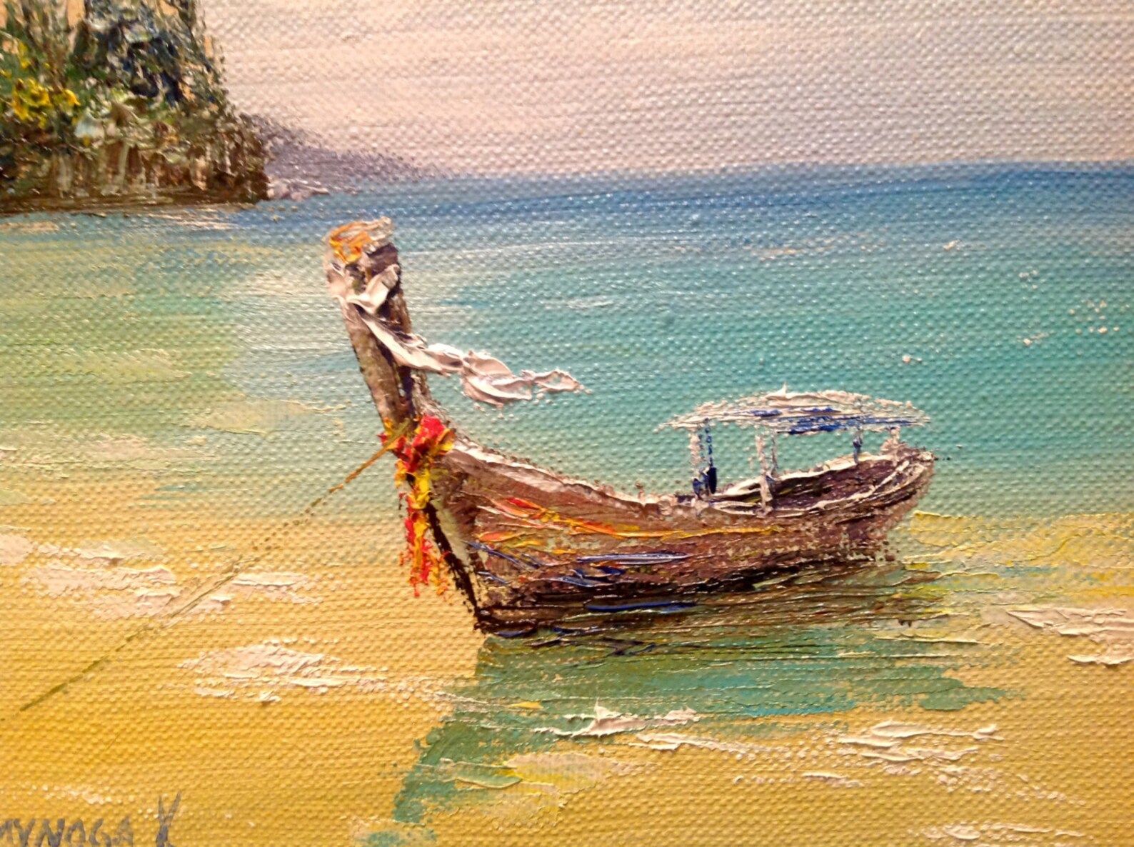 Small oil seascape Boat painting Coast artwork on canvas Sea | Etsy