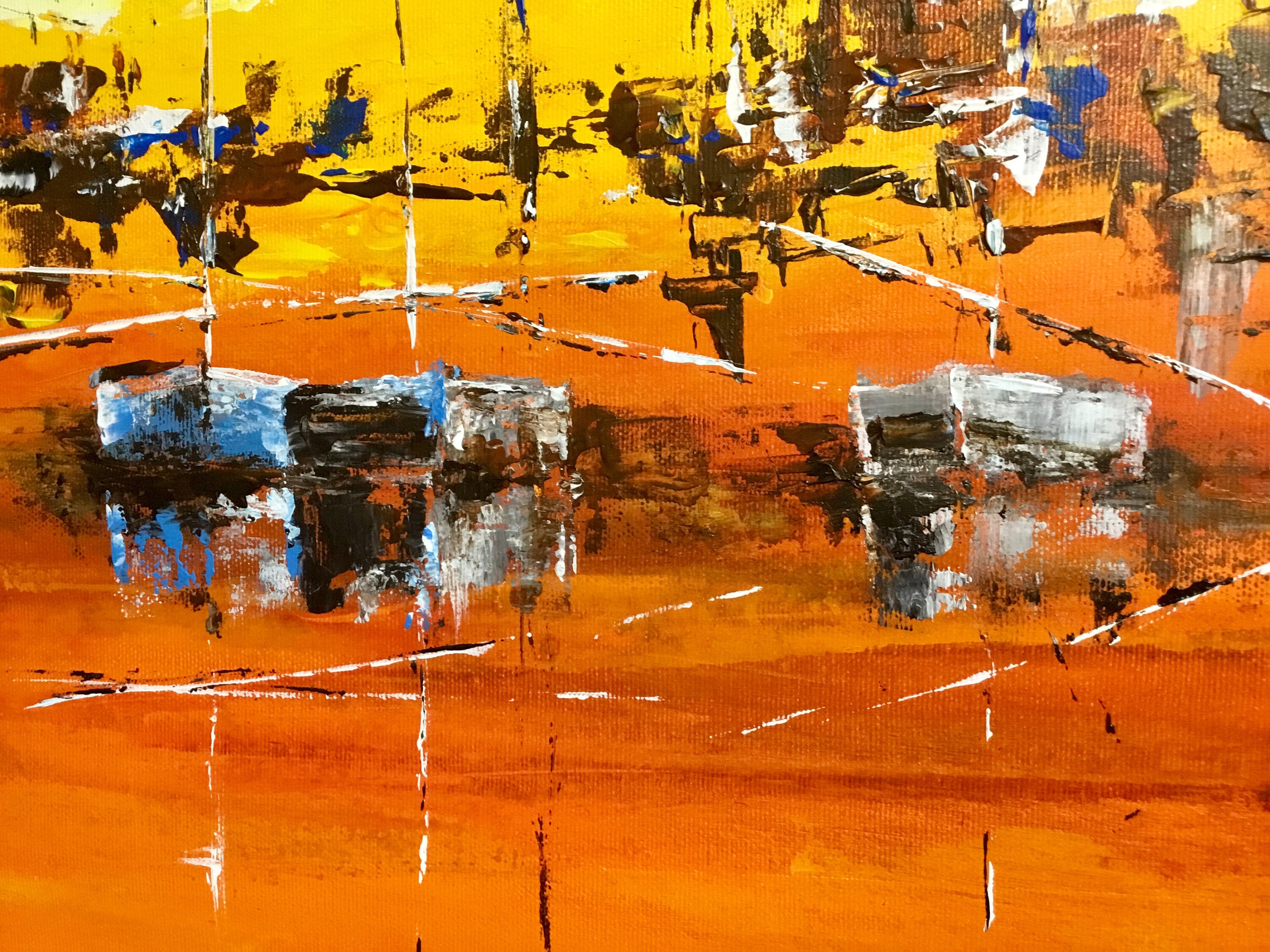 Orange Acrylic Painting for Nautical Interior Abstract Art - Etsy