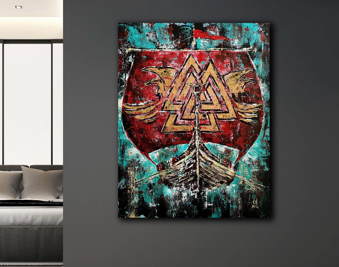 Valknut Scandinavian Symbol Painting to Order Odin's Crows Custom Art ...