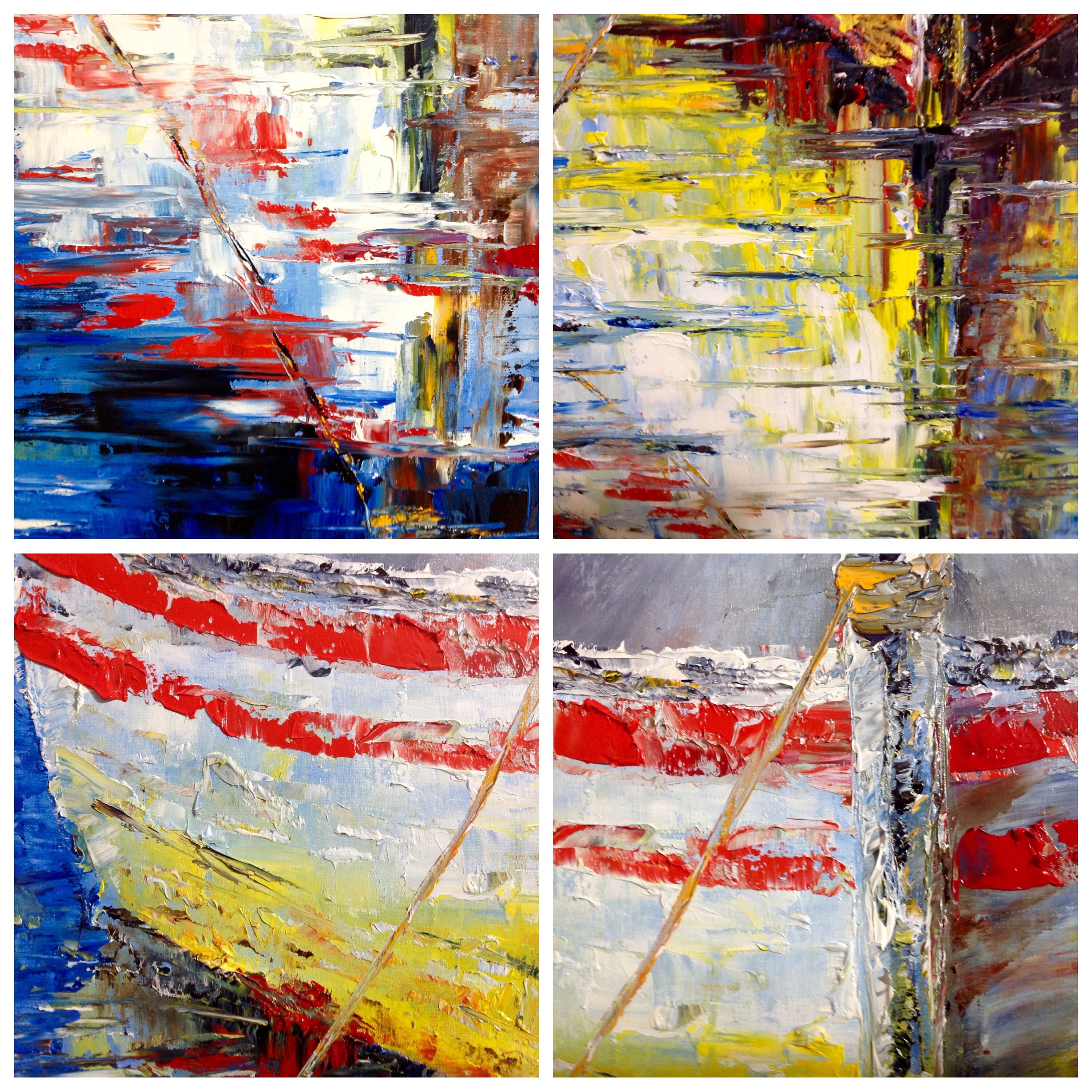 Modern interior decor Reflections painting Old boat art work | Etsy