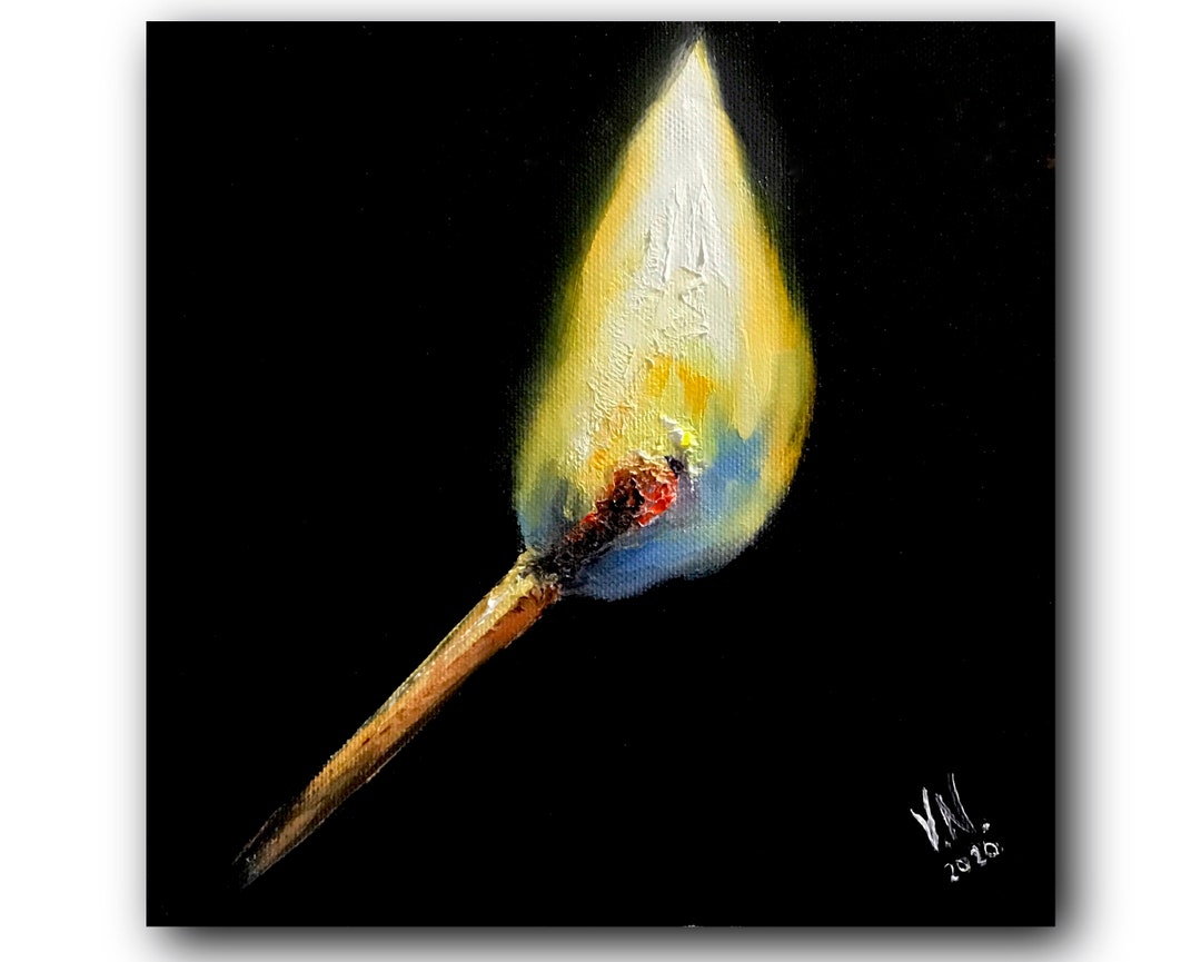 Lucifer Match Small Painting Original Oil Art Work Safety - Etsy