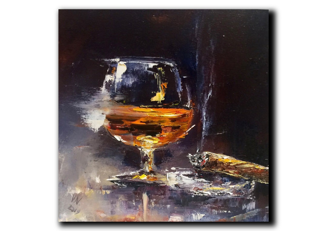 Cognac and Cigar Commission Painting Original Oil Still Life to Order ...
