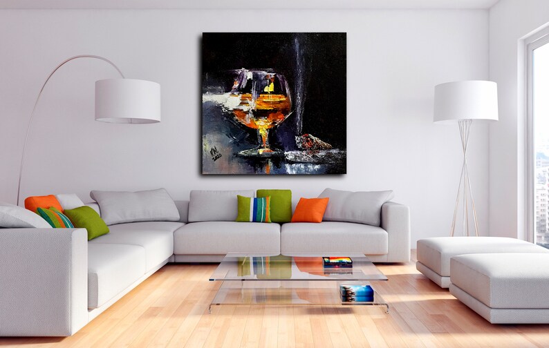 Glass of Cognac Artwork Restaurant Interior Dinner Room Cigar - Etsy