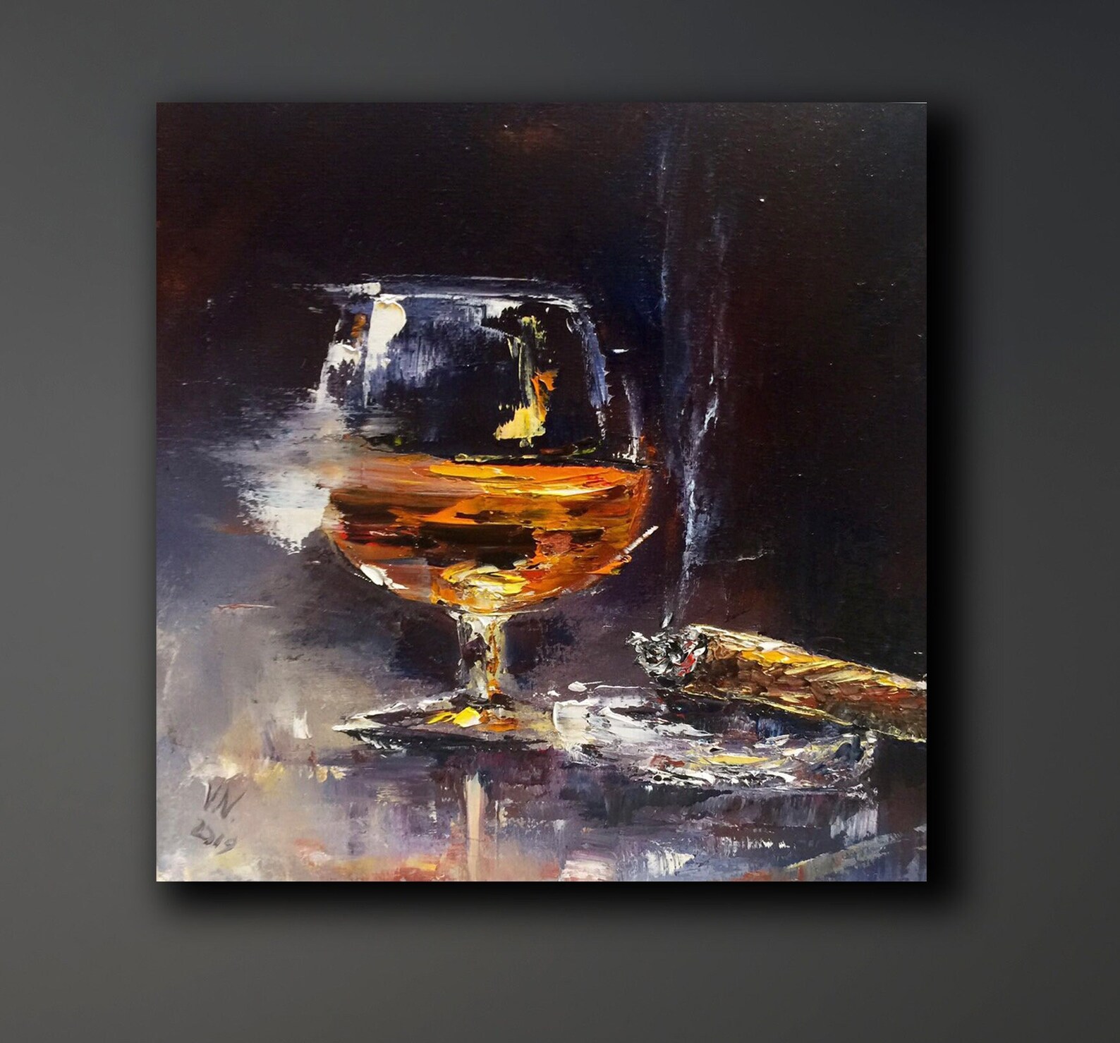 Cognac and Cigar Commission Painting Original Oil Still Life to Order ...
