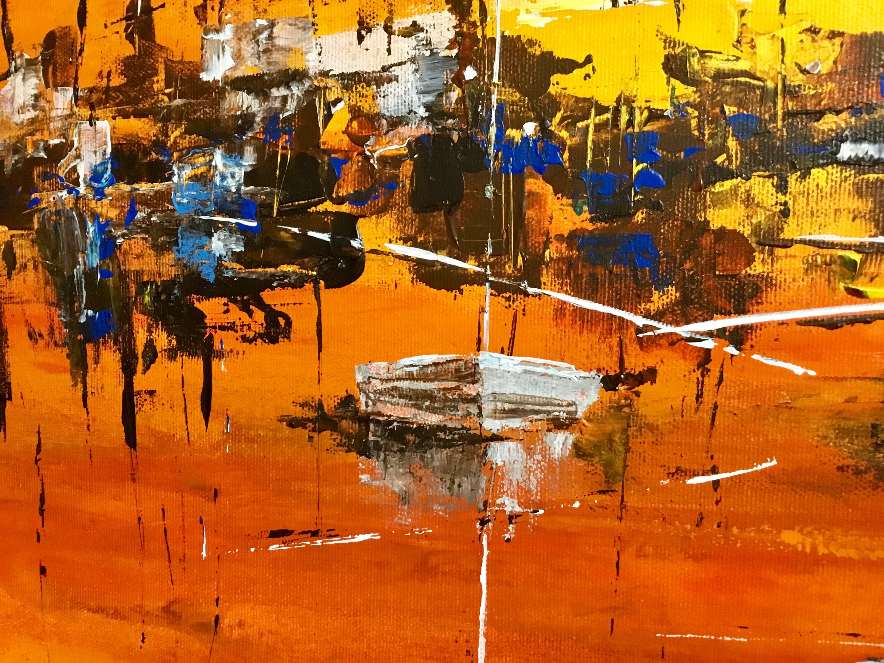 Orange Acrylic Painting for Nautical Interior Abstract Art - Etsy